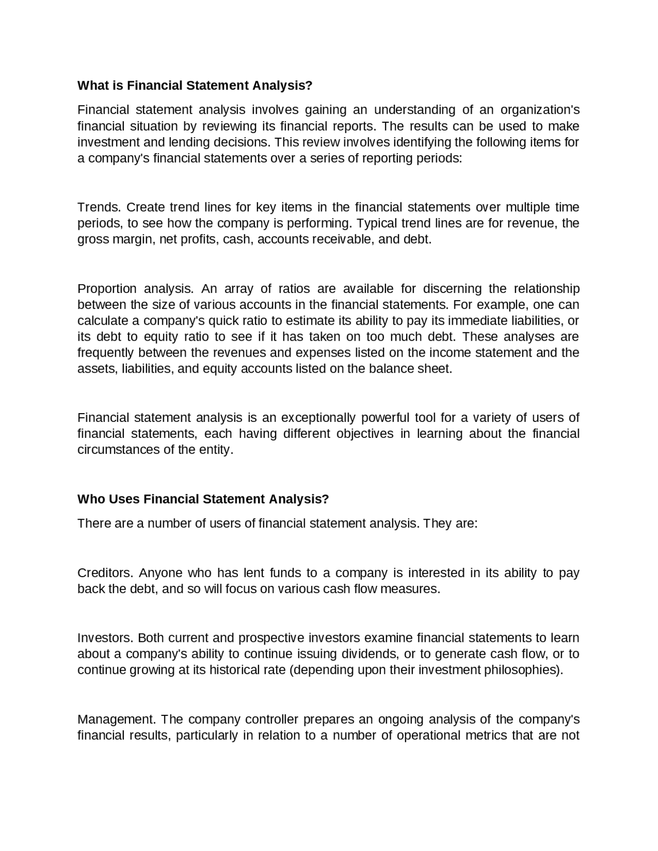 Financial Statement Analysis Docsity