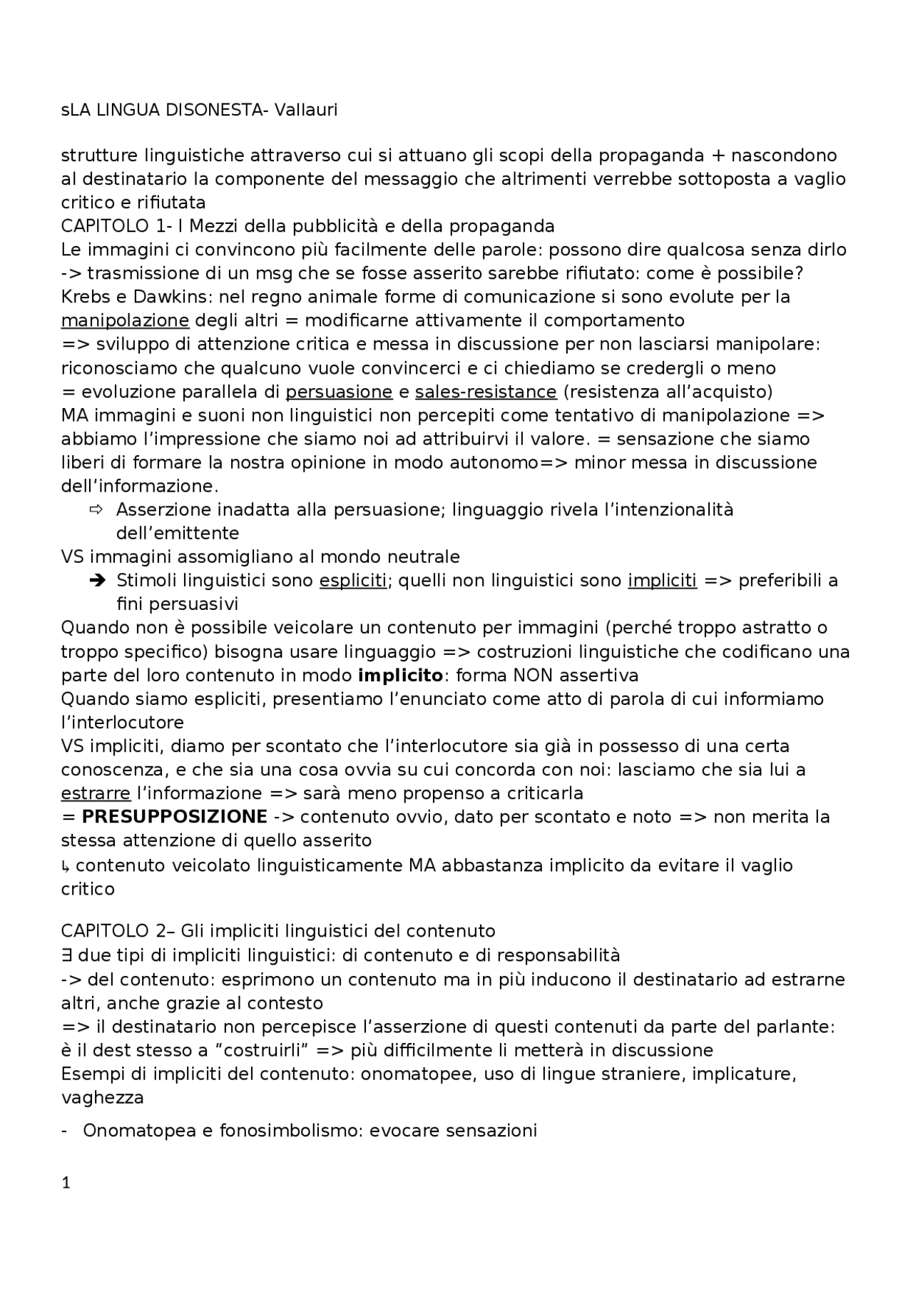 Riassunti La lingua disonesta - Docsity