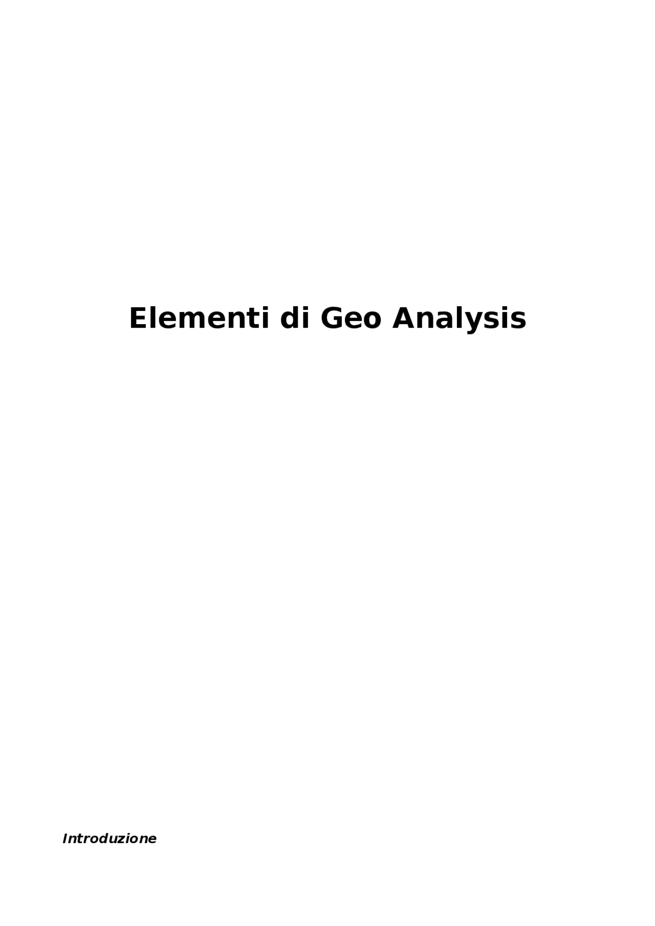 Elementi di geoanalysis - sintesi - Docsity