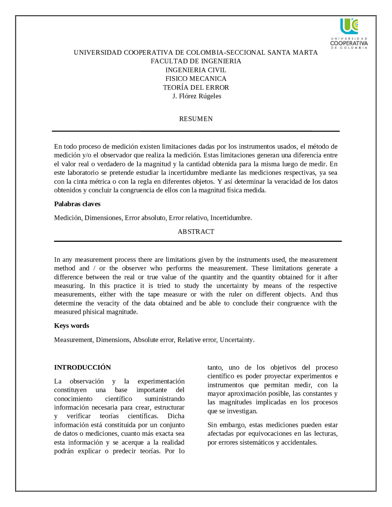 Laboratorios Física 1 Résumés De Physique Docsity