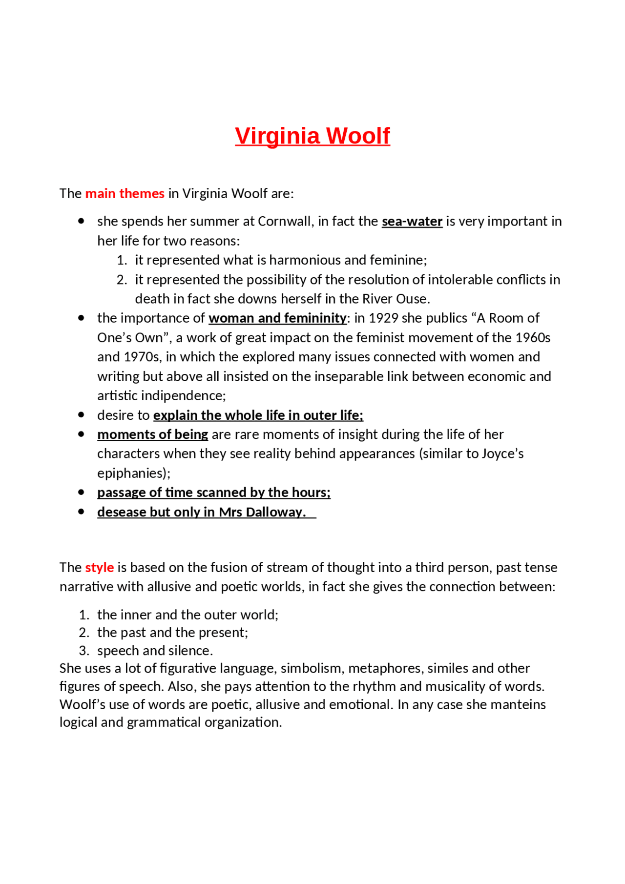 Virginia Wolf: life, works and curiosity - Docsity