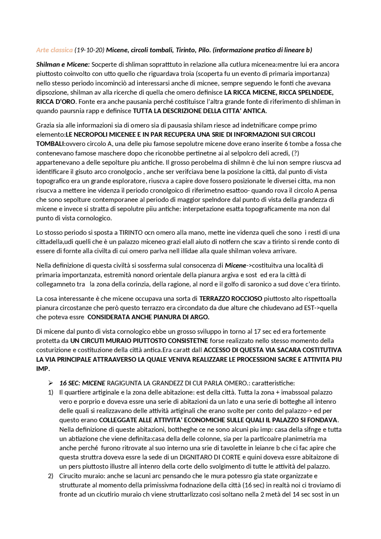 Arte Classica Micene Appunti Di Archeologia Docsity