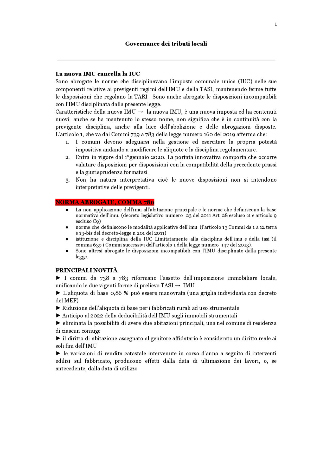 Governance Imu Appunti Appunti Di Diritto Tributario Docsity