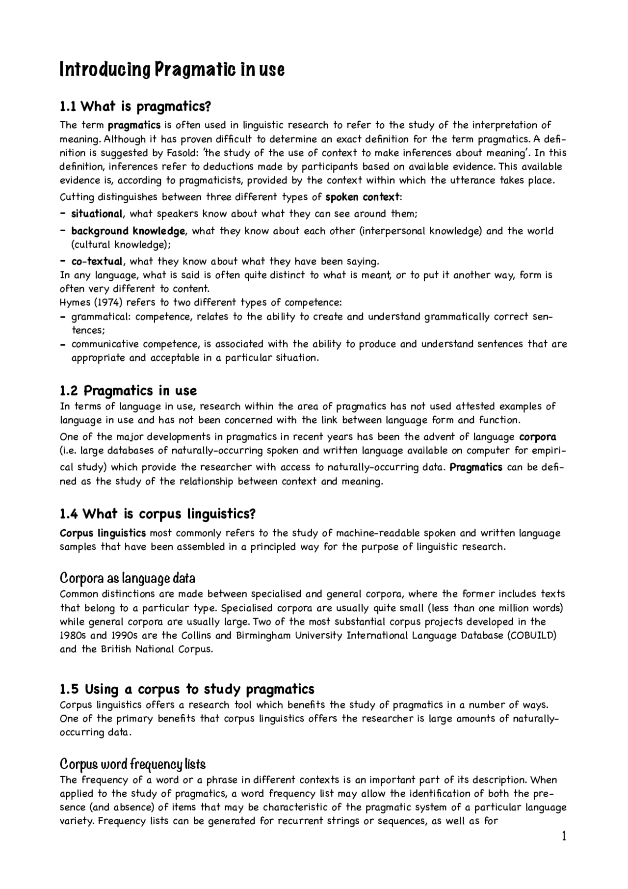Introducing Pragmatics In Use Docsity