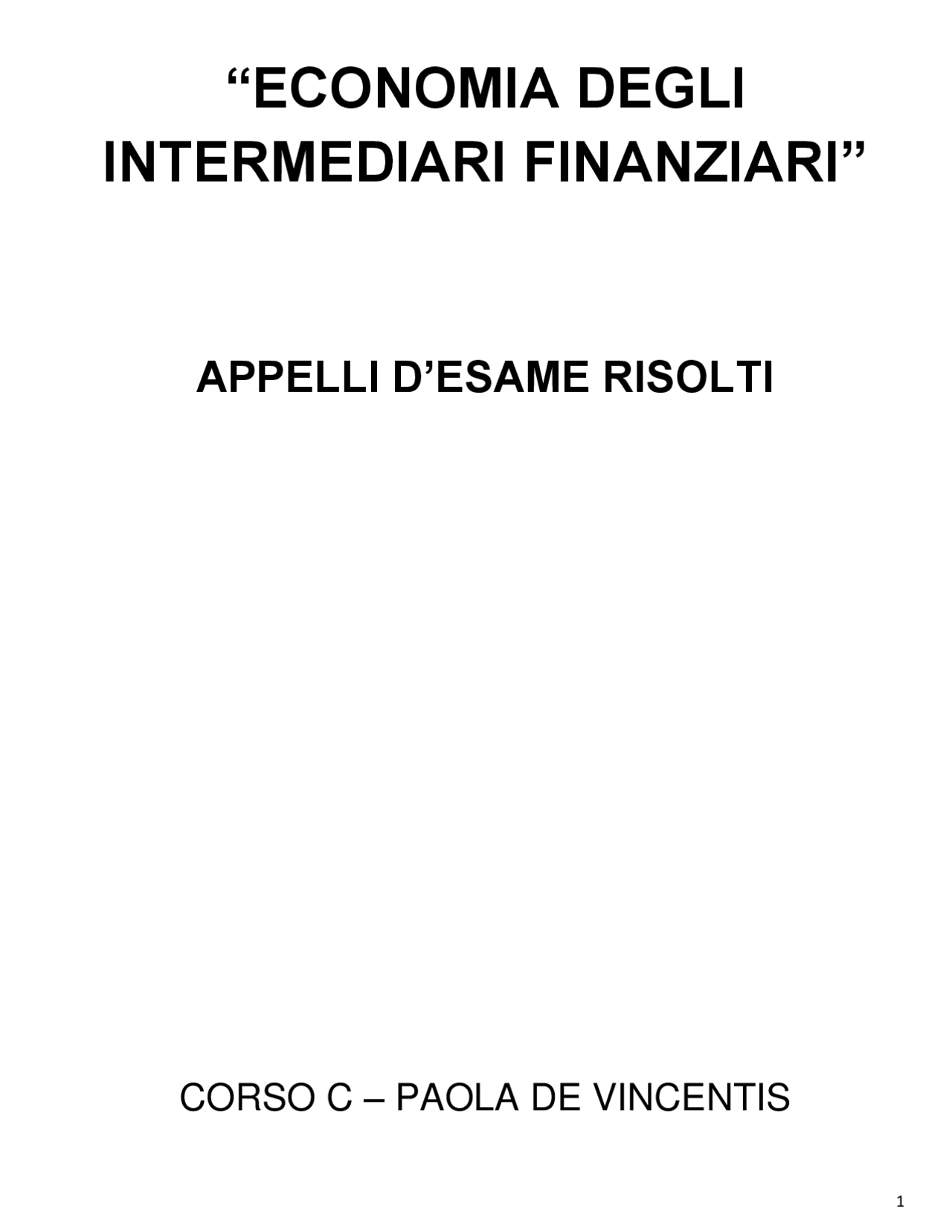 Appelli risolti di Economia degli Intermediari Finanziari - Docsity