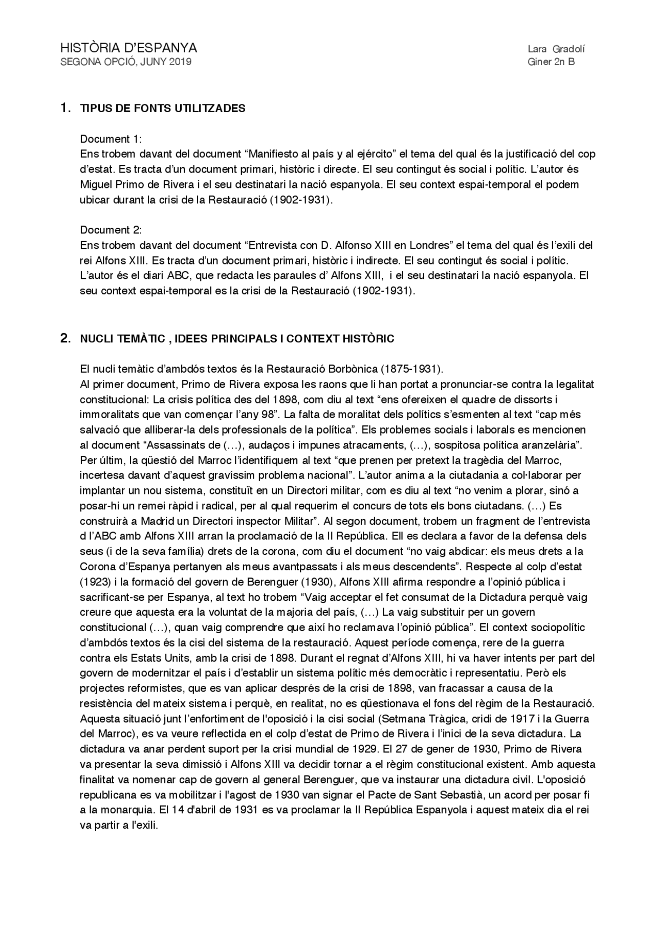 Examen Pau Historia De España Docsity
