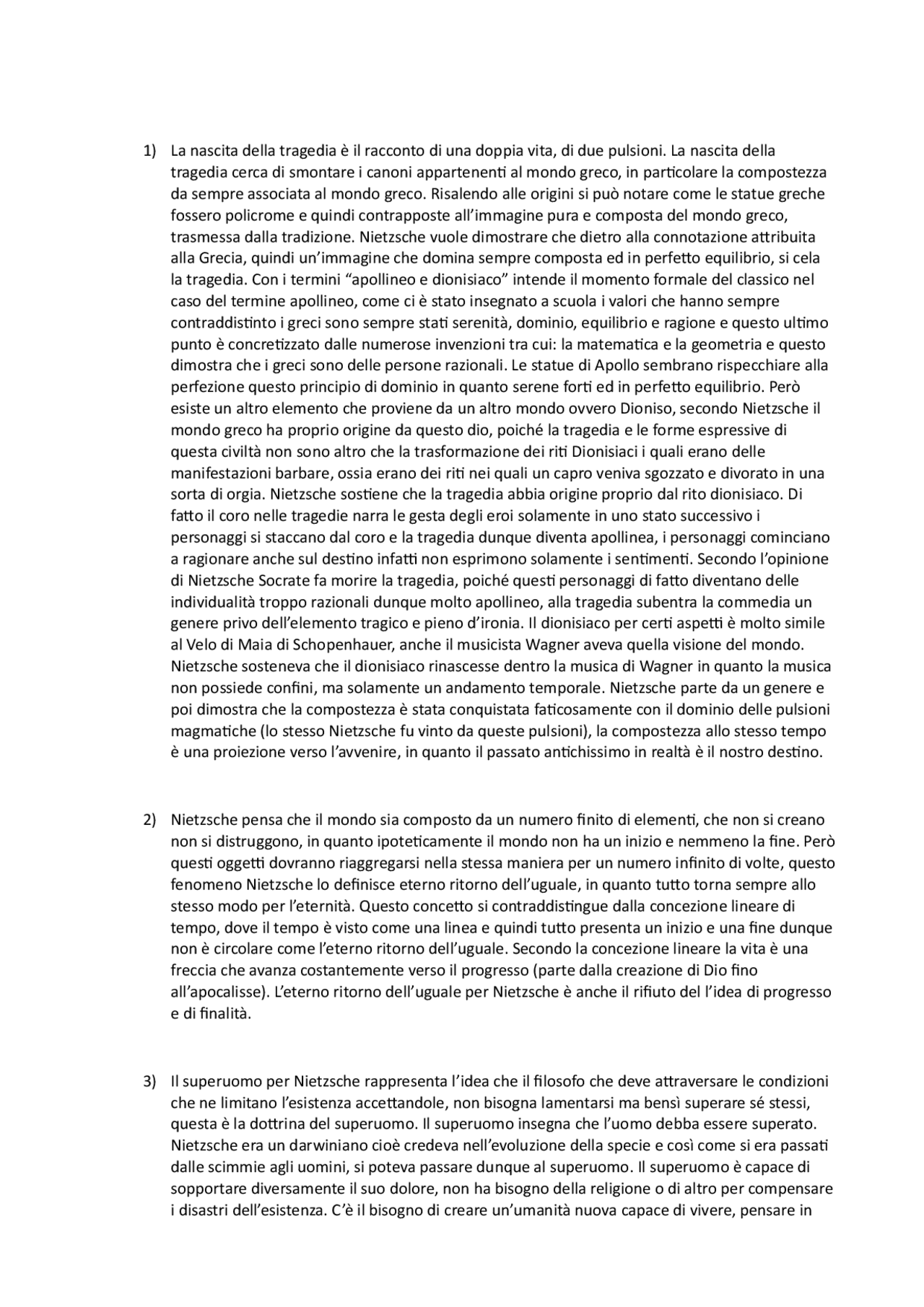 Nietzsche Riassunto Docsity