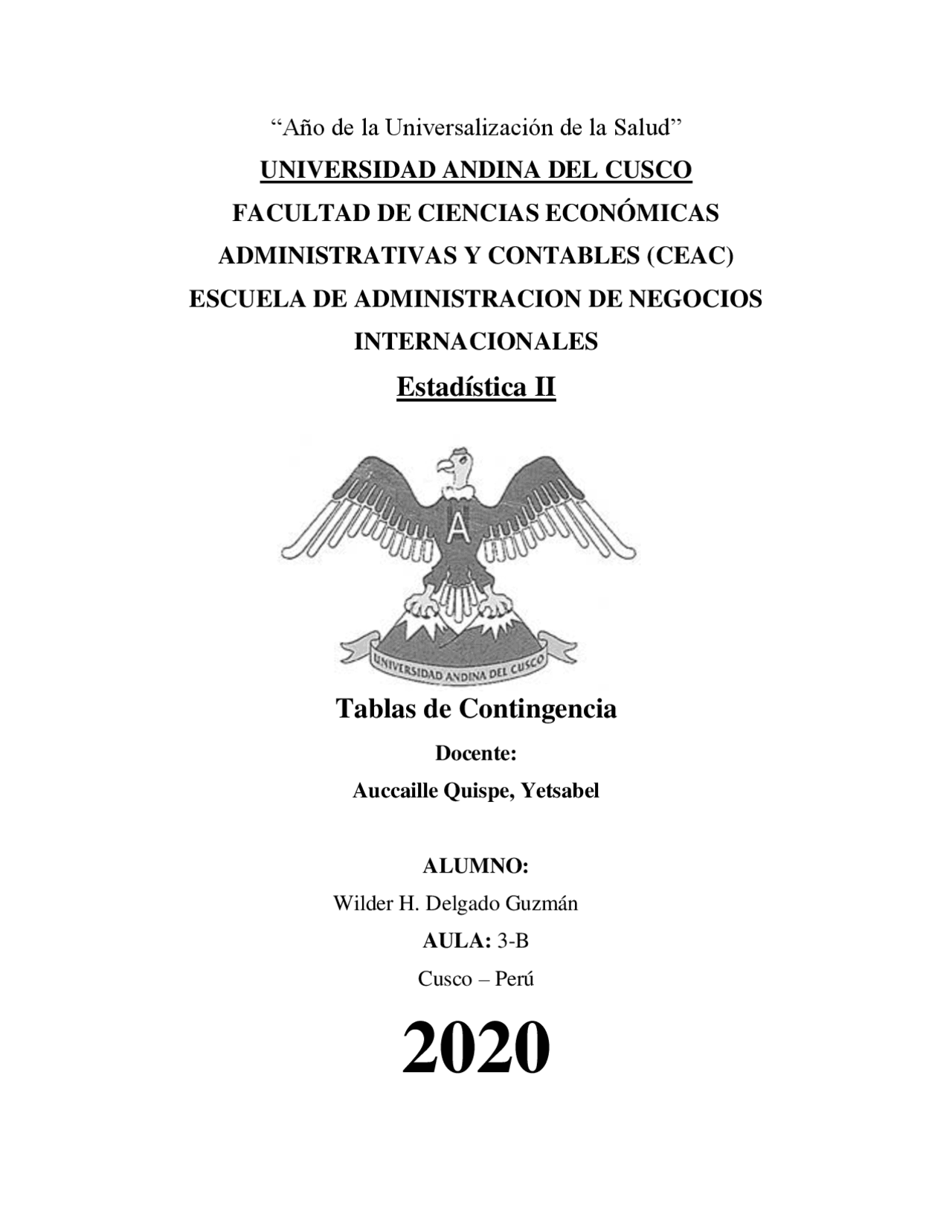 Tablas De Contingencia Exercices De Statistiques Docsity