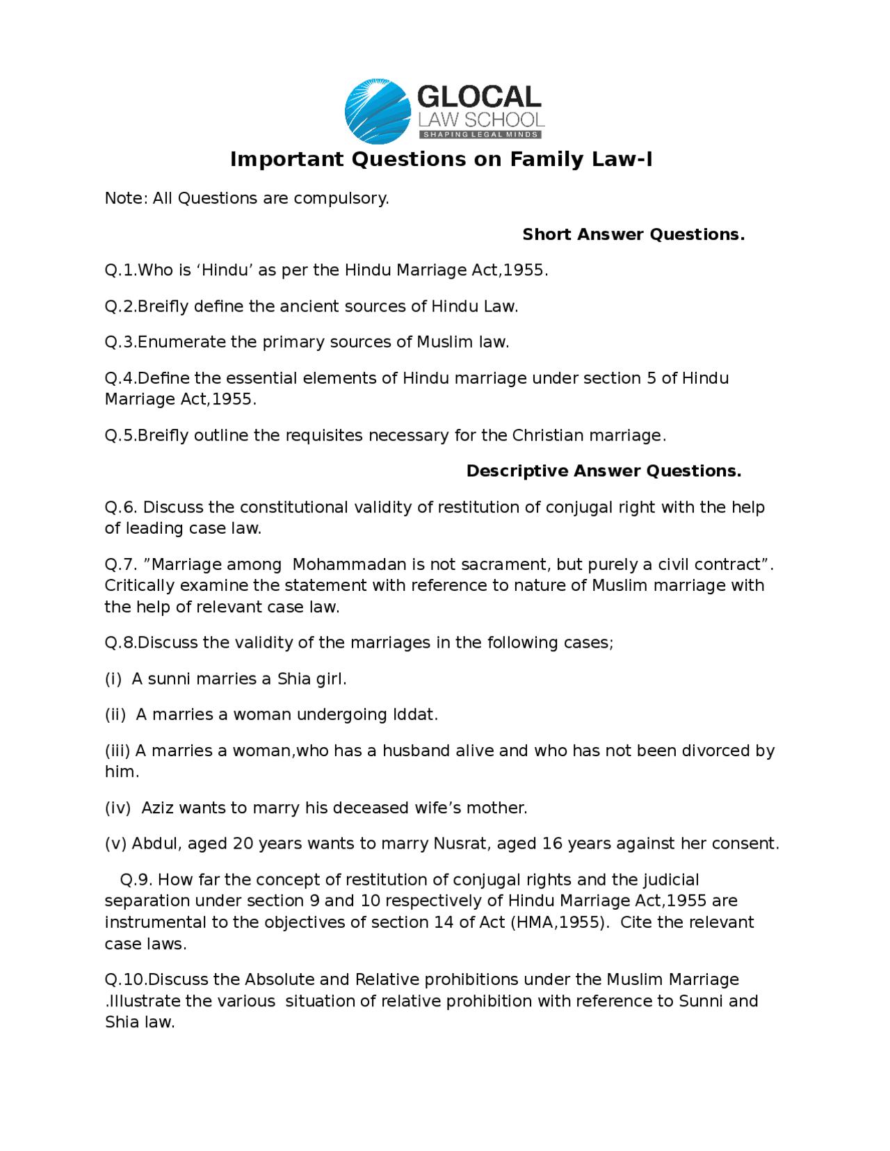 Family law lecture notes - Docsity