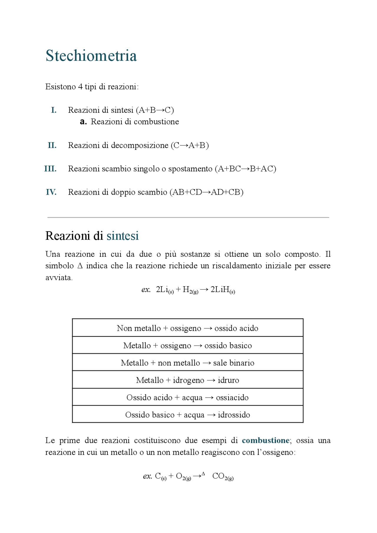 Appunti Sulla Stechiometria Docsity