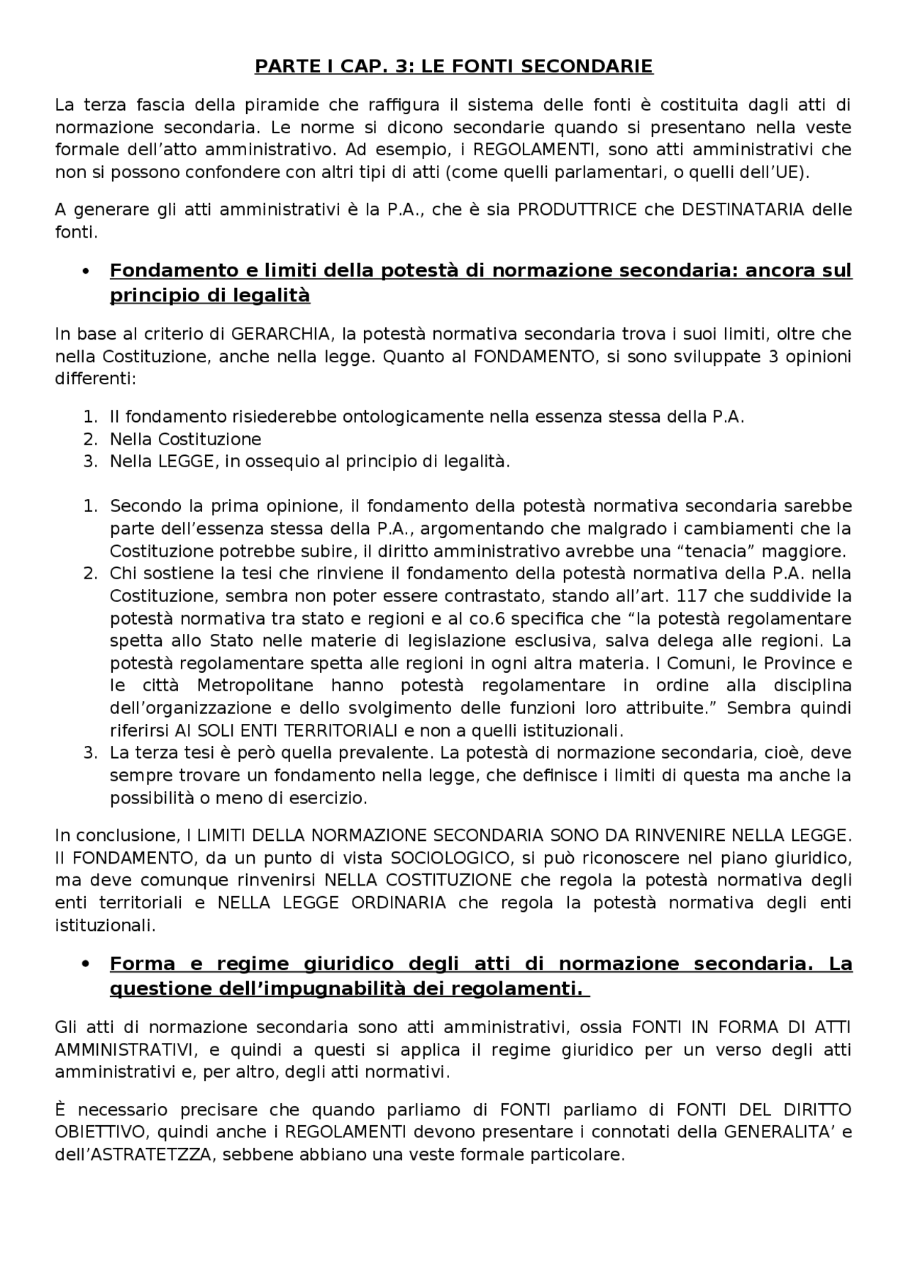 DIRITTO AMMINISTRATIVO CLEMENTE DI SAN LUCA-LE FONTI SECONDARIE - Docsity