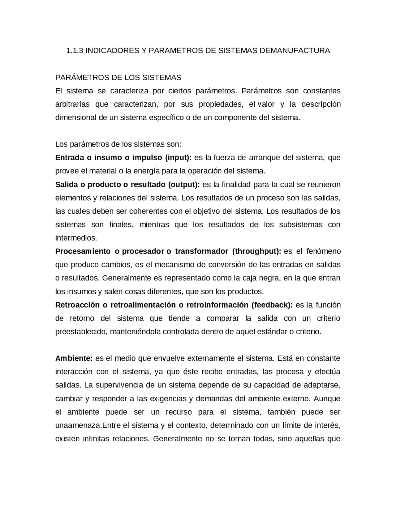 Indicadores Y Parametros De Sistemas De Manufactura Docsity
