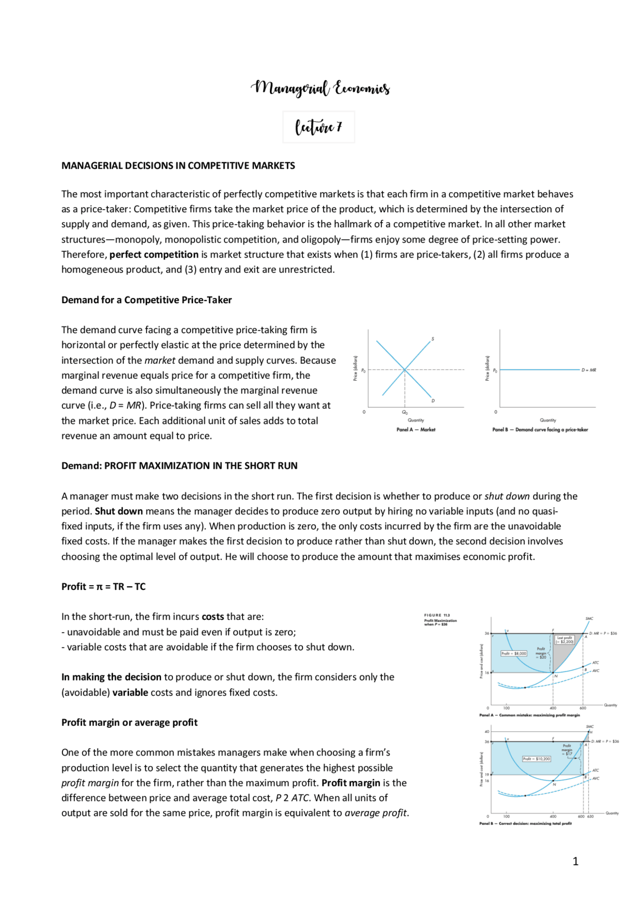 MANAGERIAL ECONOMICS Secondo Parziale - Laura Cavalli - Docsity