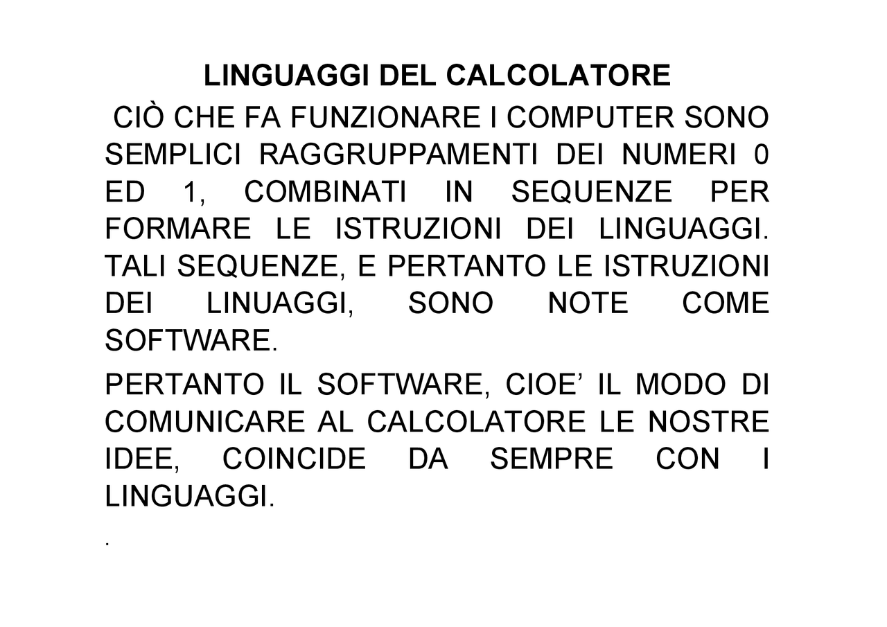 I linguaggi dell'informatica | Dispense di Computer Science - Docsity