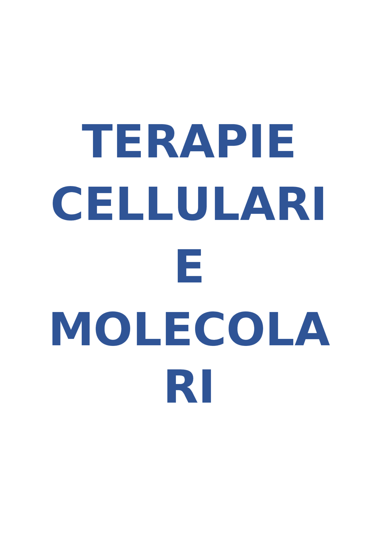 Terapie Cellulari E Molecolari Docsity
