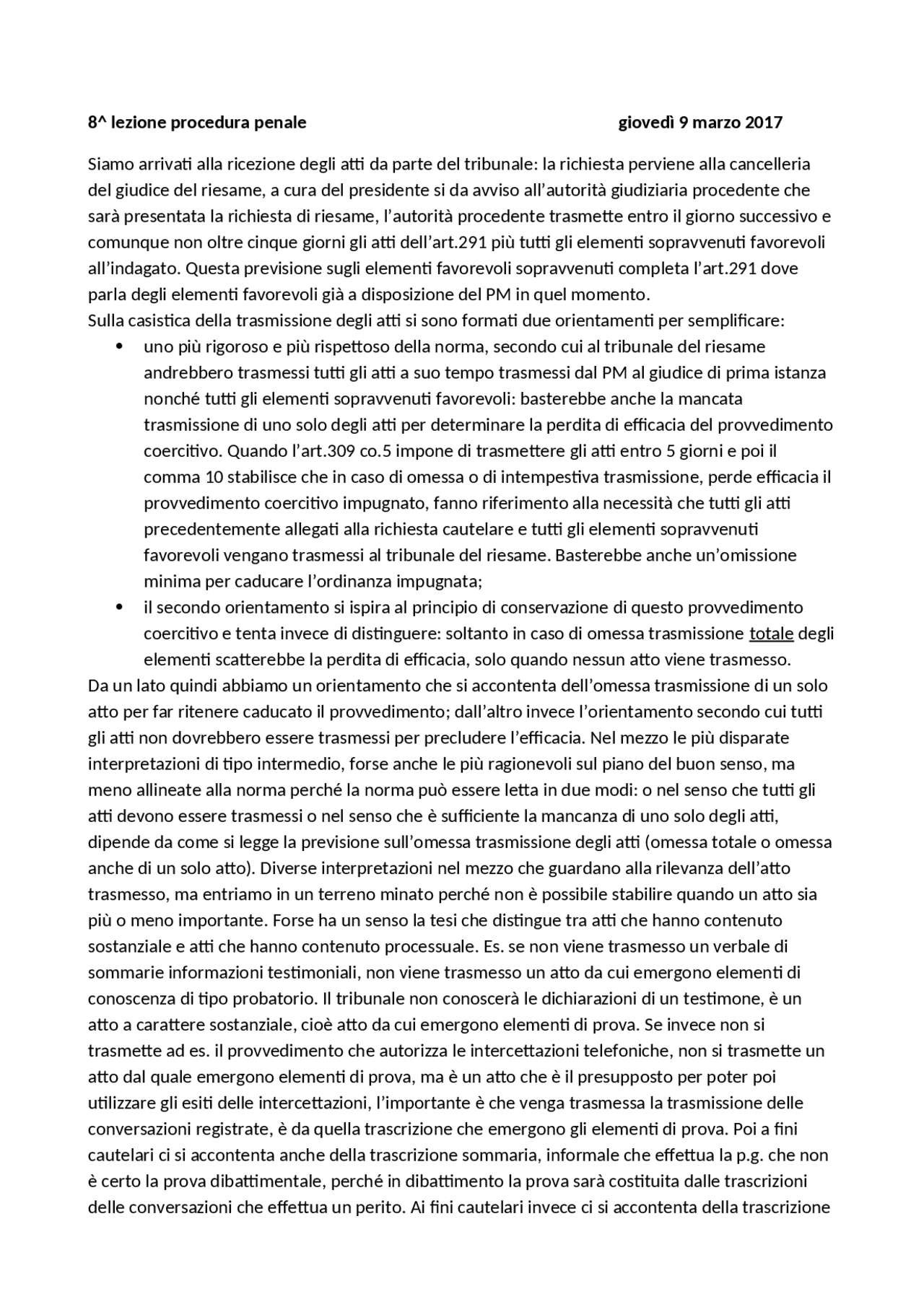 Ottava Lezione Procedura Penale Seconda Parte Docsity