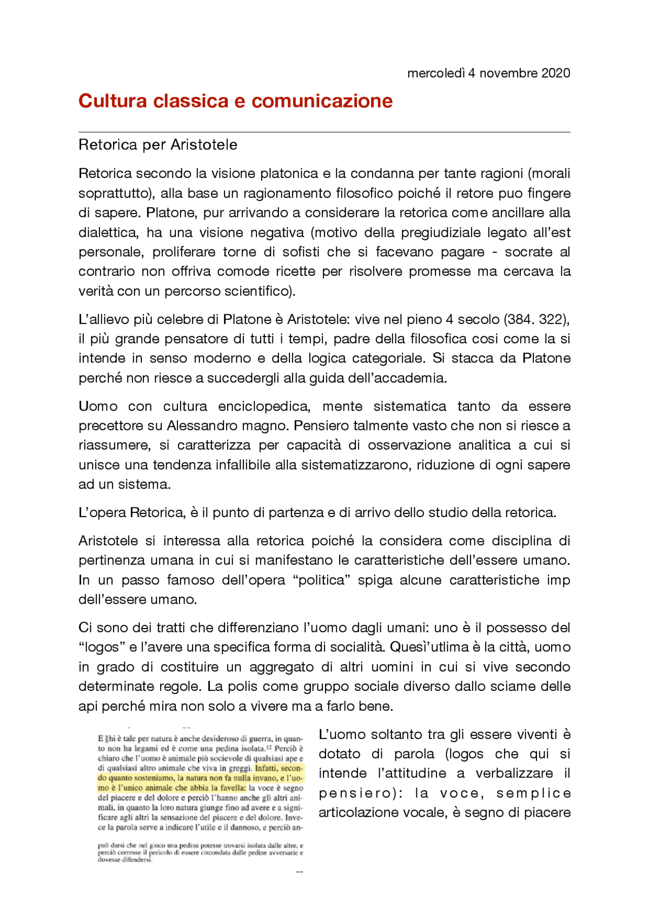 Cultura Classica E Comunicazione Docsity