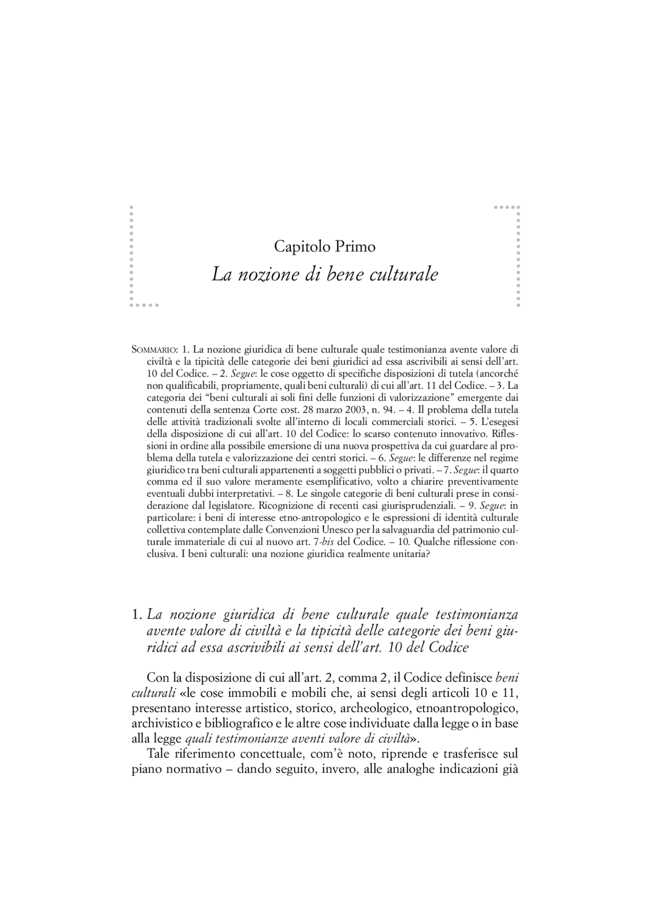 Nozione di bene culturale - Docsity