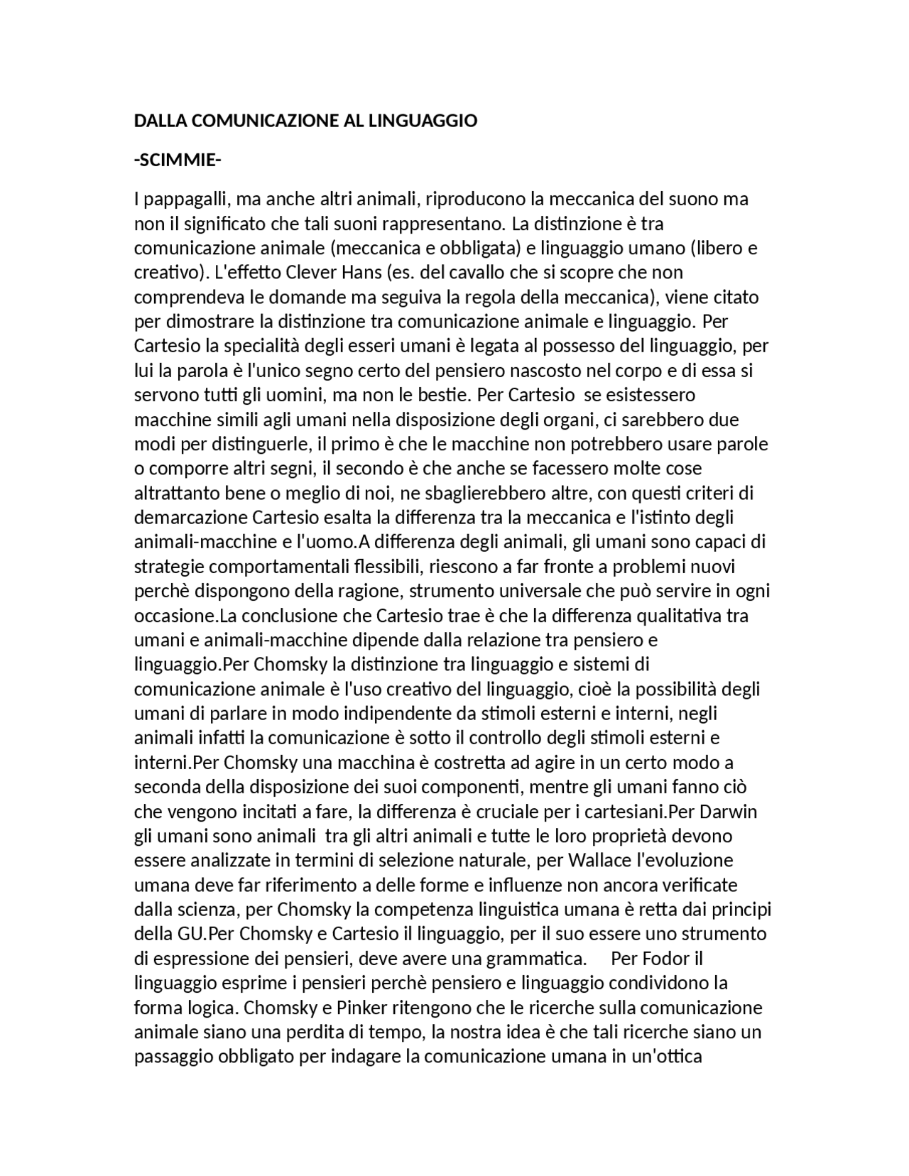 Riassunto Dalla Comunicazione Al Linguaggio Docsity