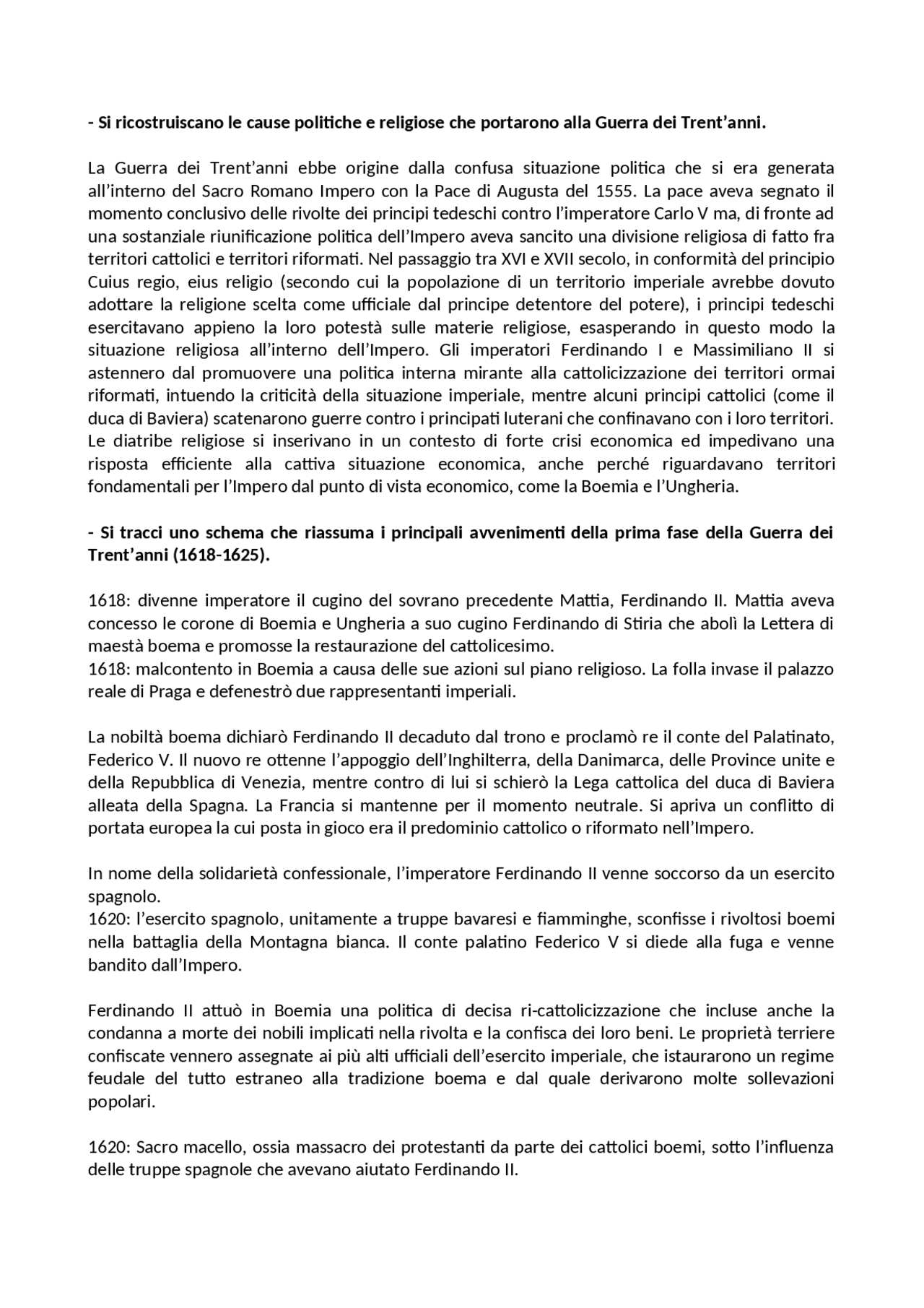Domande Autovalutazione Lezione 102 Storia Moderna Gorla Docsity