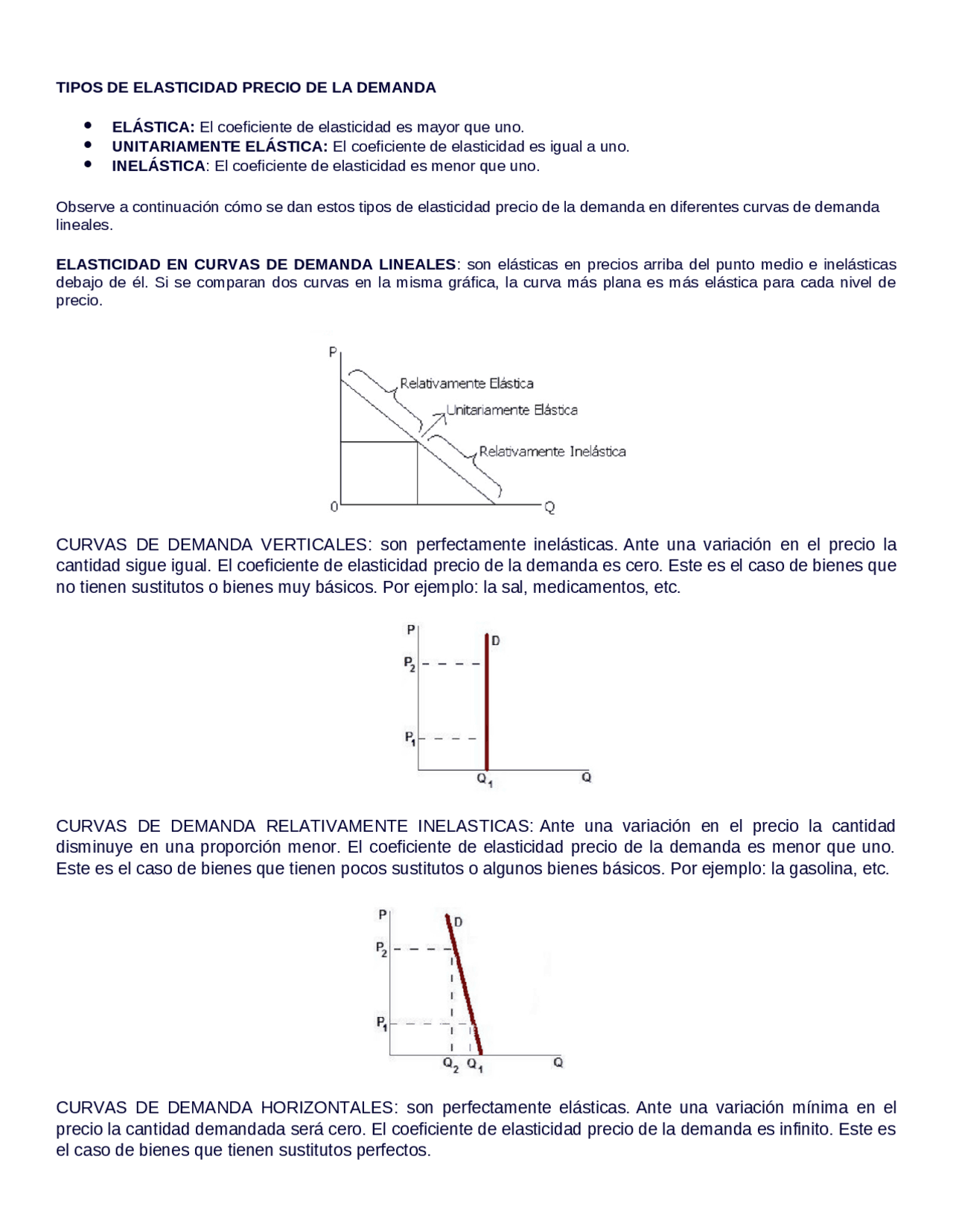 Curva De Demanda Relativamente Inelastica DOC) Elasticidad