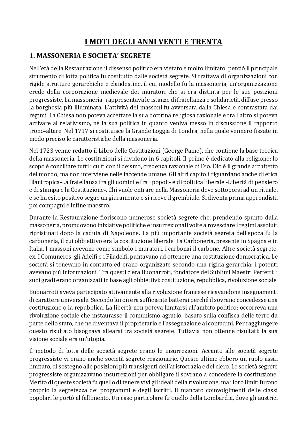 Moti Degli Anni 20 E 30 Docsity