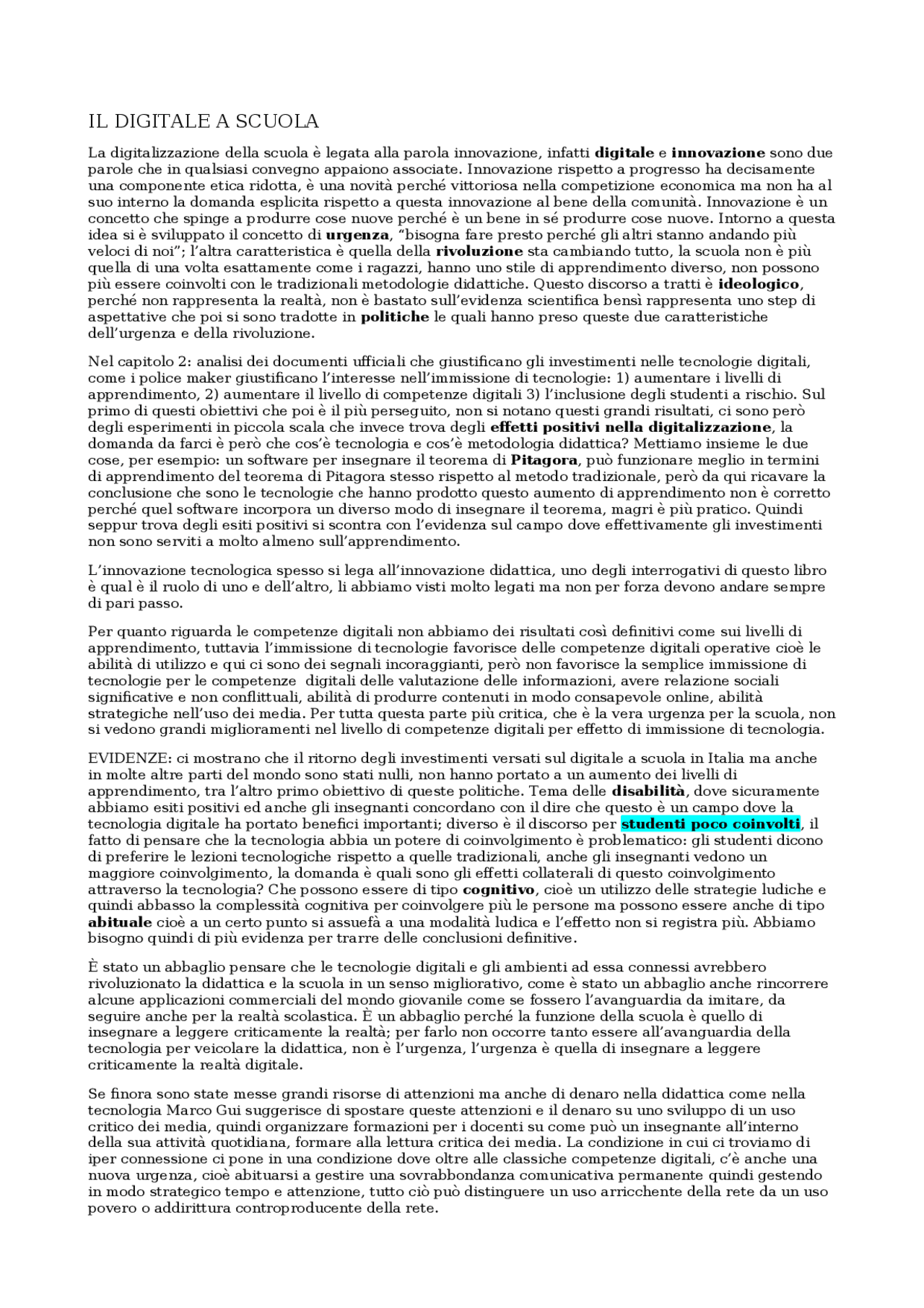 IL DIGITALE A SCUOLA di Marco Gui | Appunti di Letteratura | Docsity