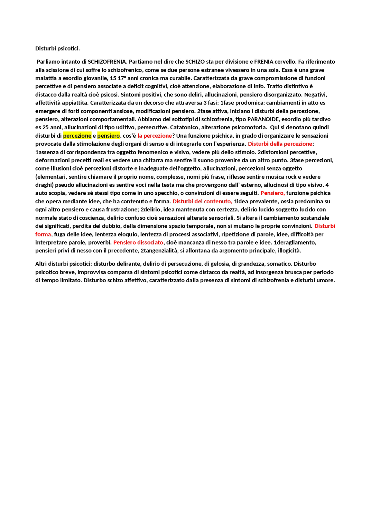 Disturbi Psicotici E Correlati Docsity