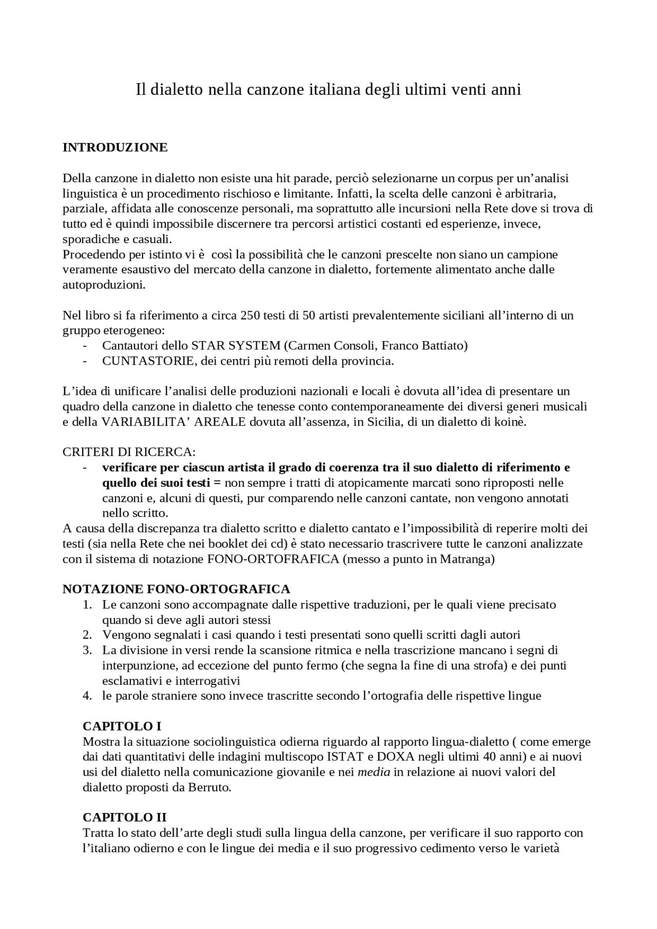 Il Dialetto Nella Canzone Italiana Docsity