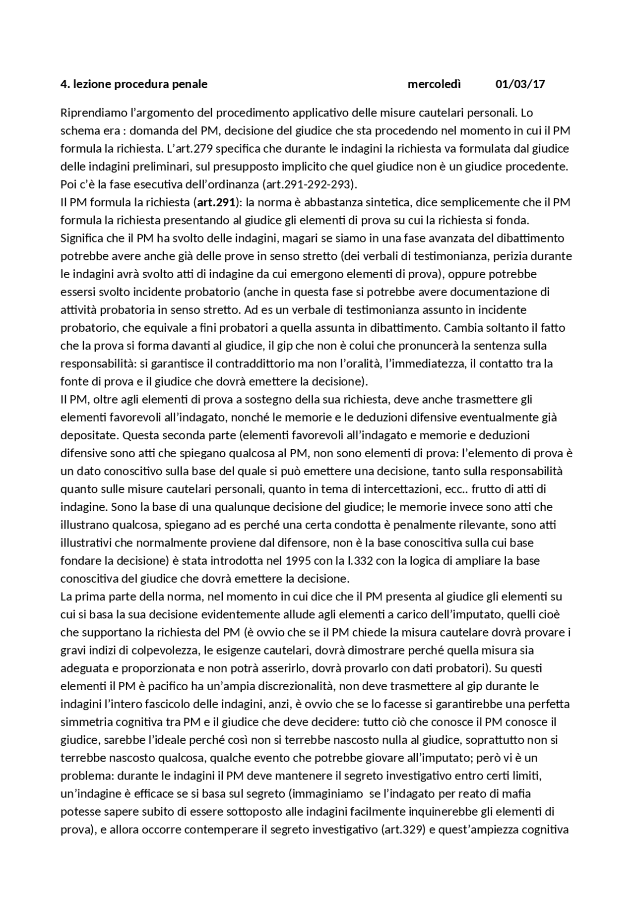 Quarta lezione procedura penale seconda parte - Docsity