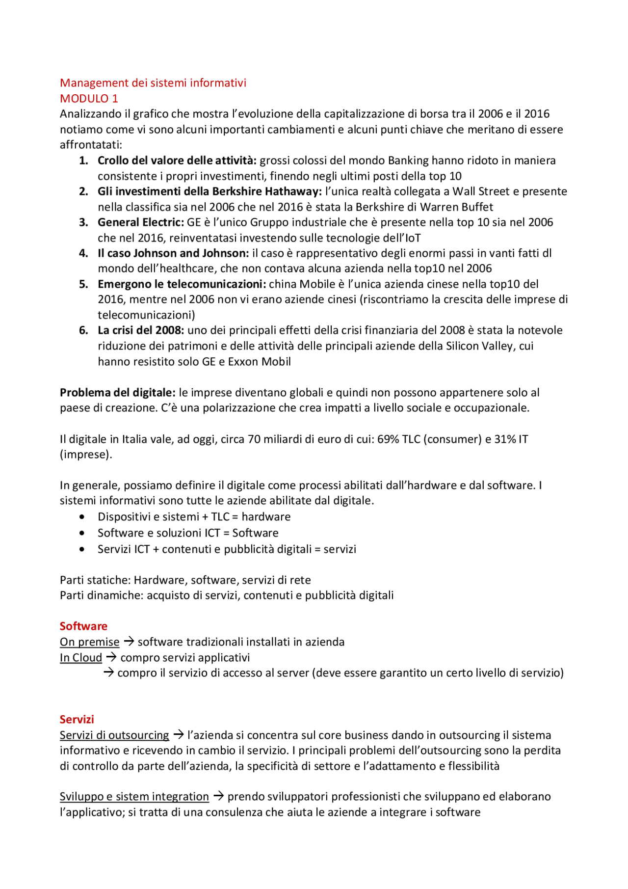 Preparazione Esame Di Management Dei Sistemi Informativi Docsity