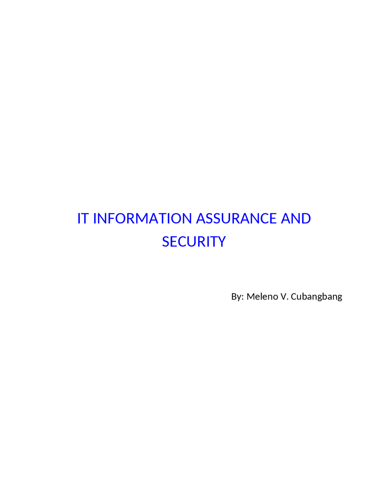 Information Assurance And Security Docsity
