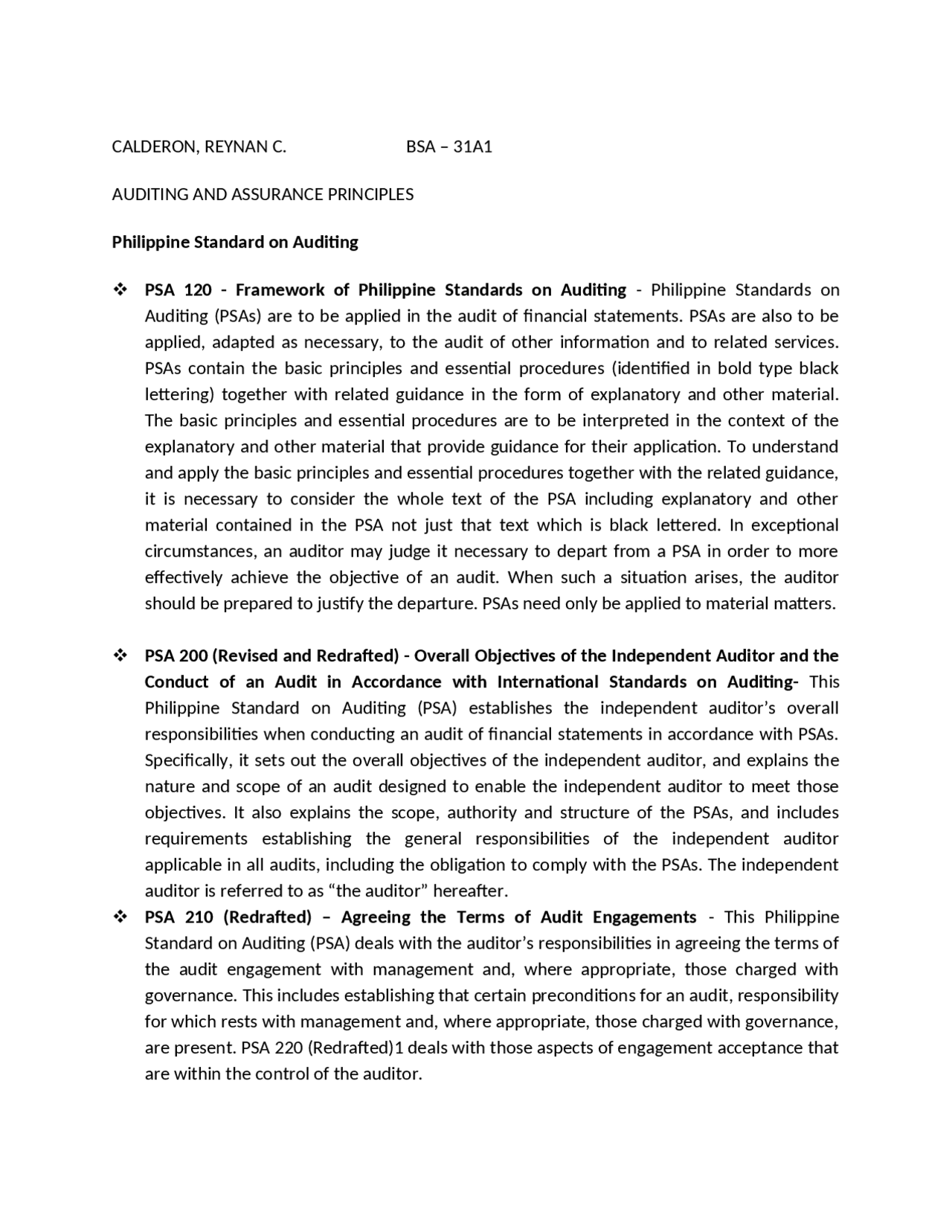 Standard On Auditing In Our Country Docsity