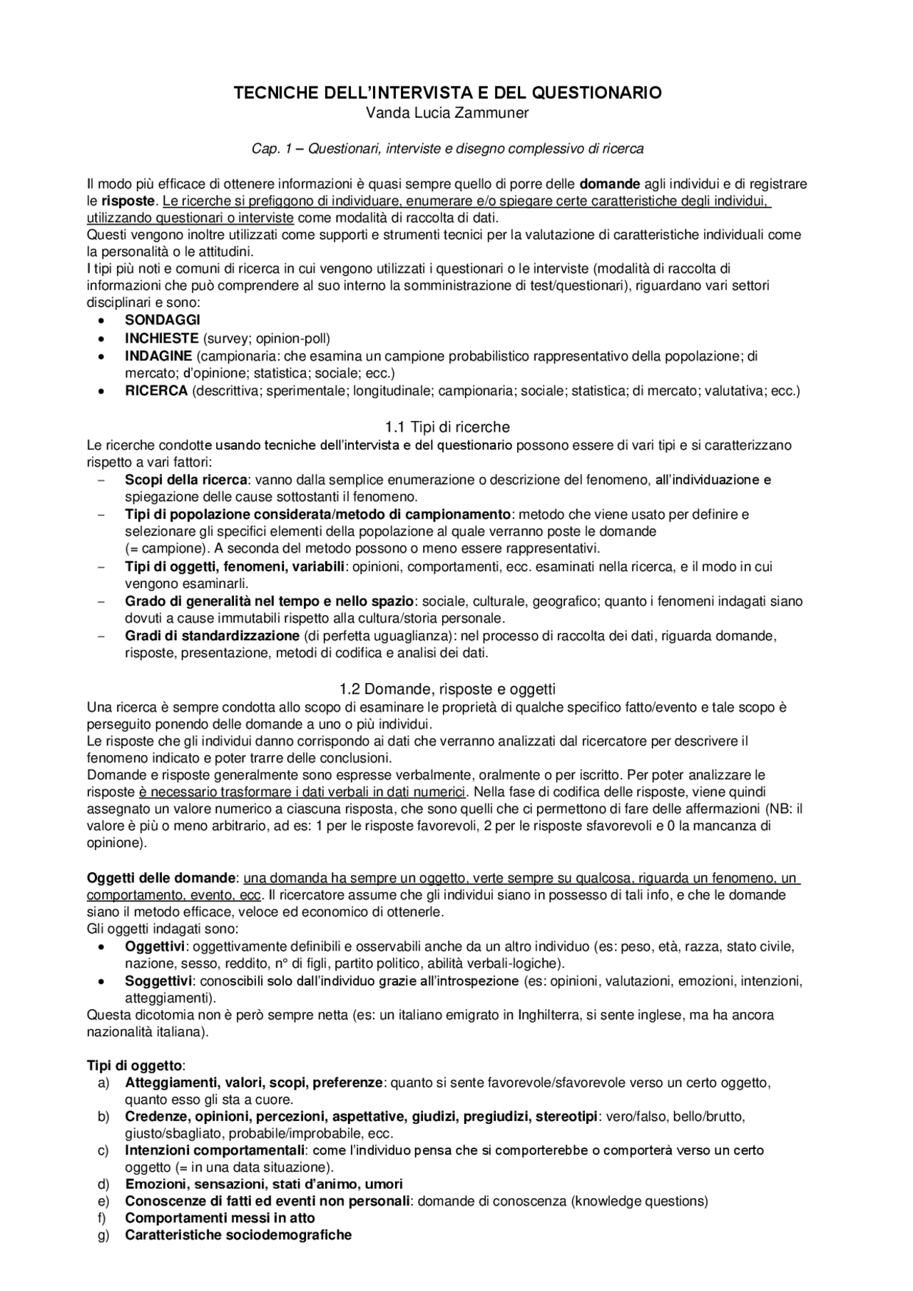 Teorie E Tecniche Dellintervista E Del Questionario Vl Zammuner