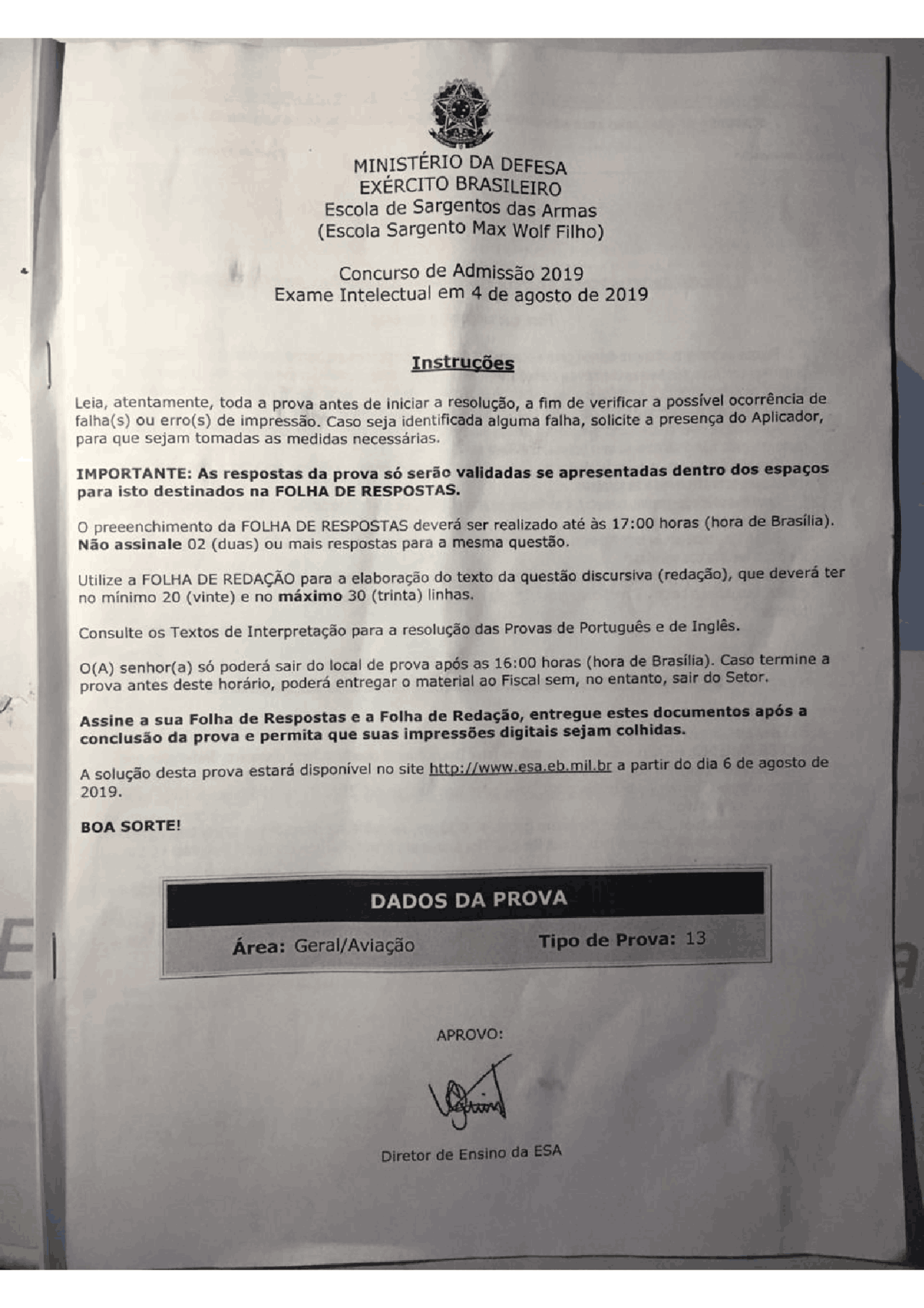 Prova da esa 2019. - Docsity