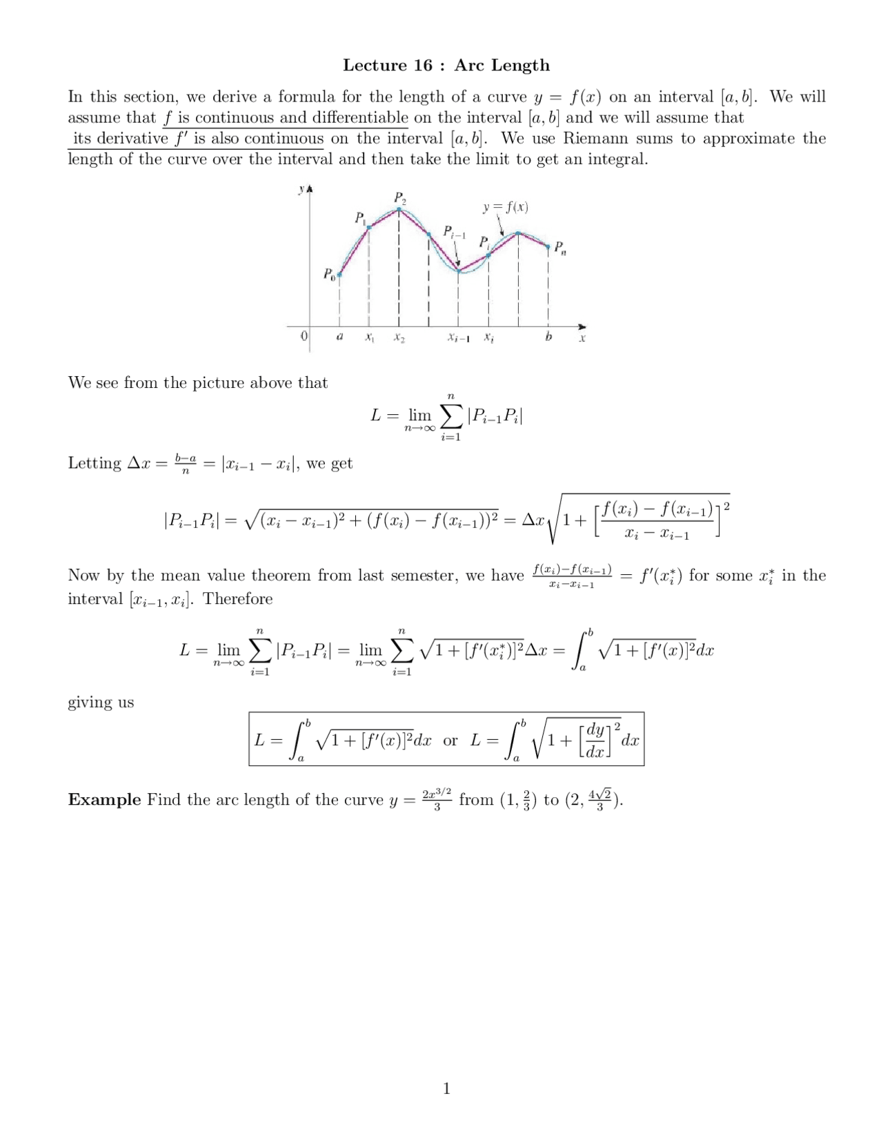 Notes on ArcLength with Worked Examples Calculus II - Docsity