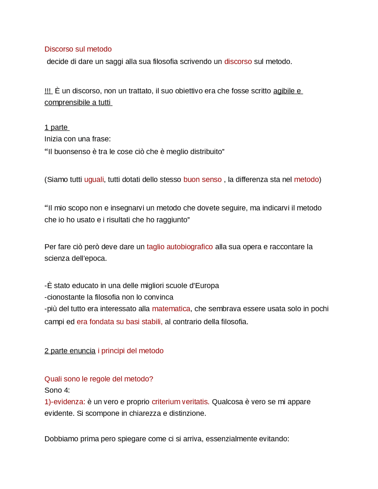 Cartesio Discorso Sul Metodo Docsity