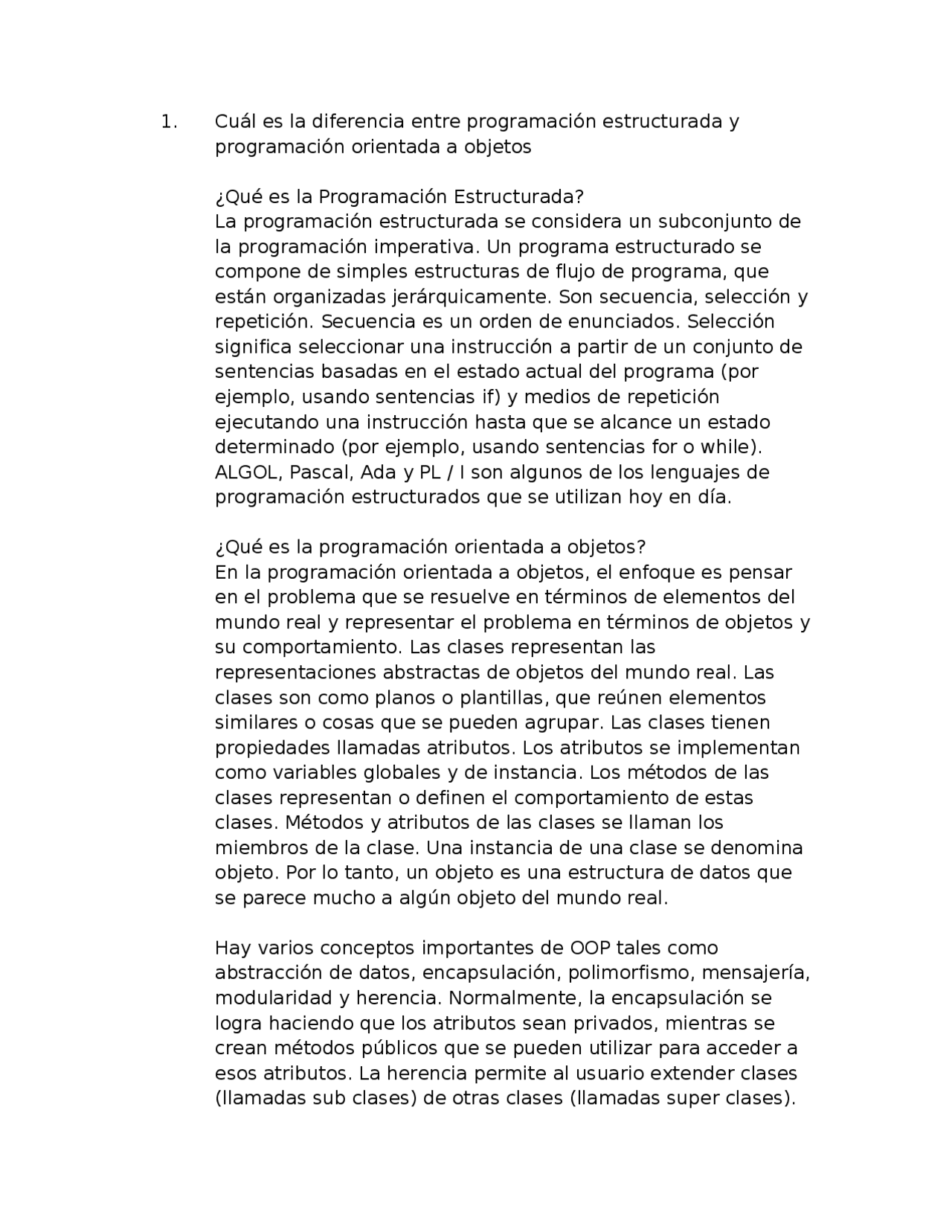Programacion Orientada A Objetos Docsity