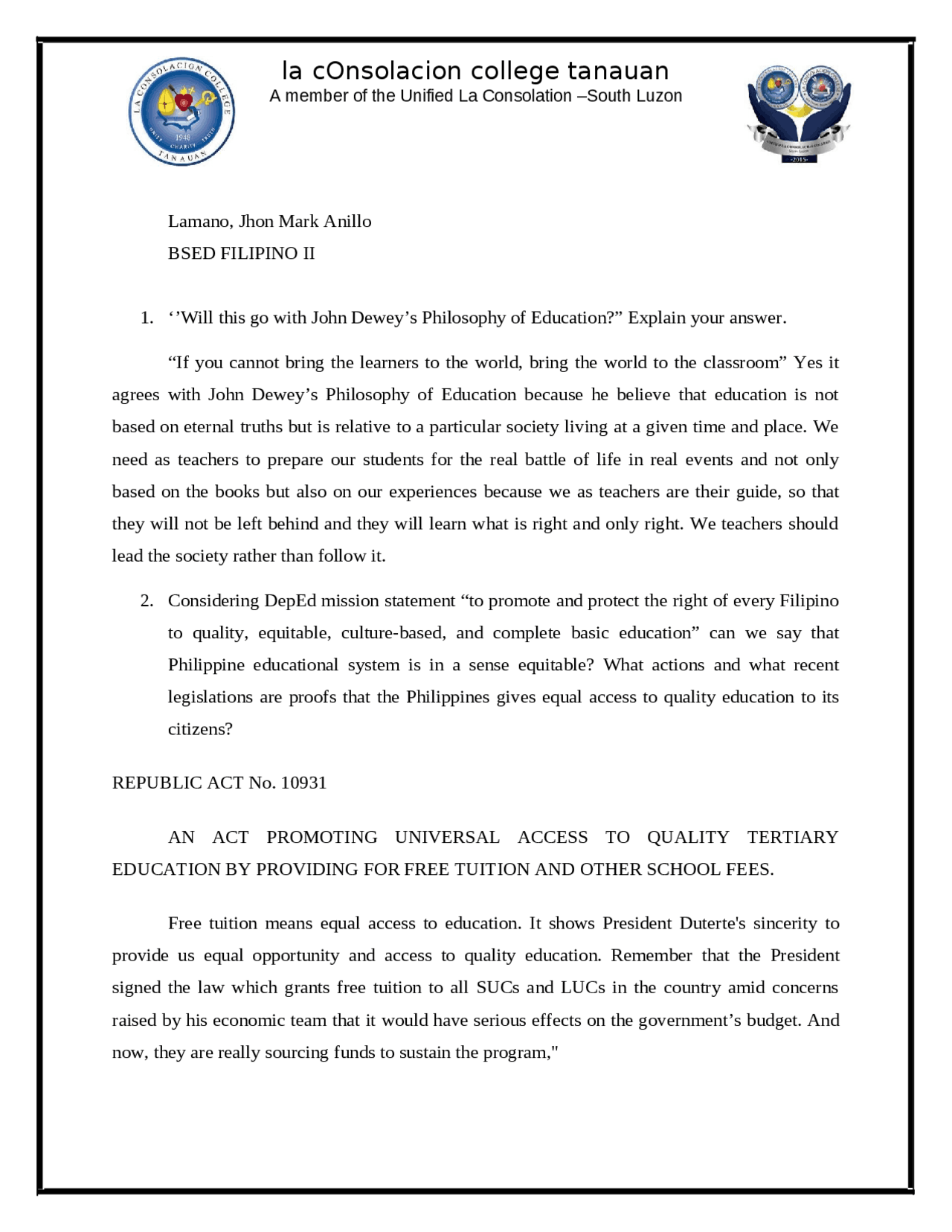 Community And School Assignments English Docsity
