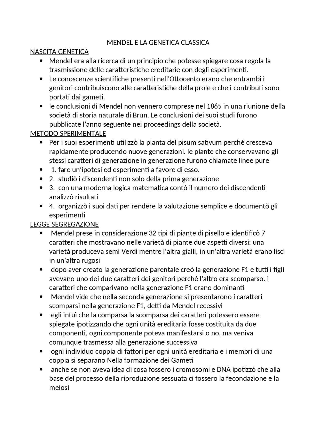 Genetica E Mendel Docsity