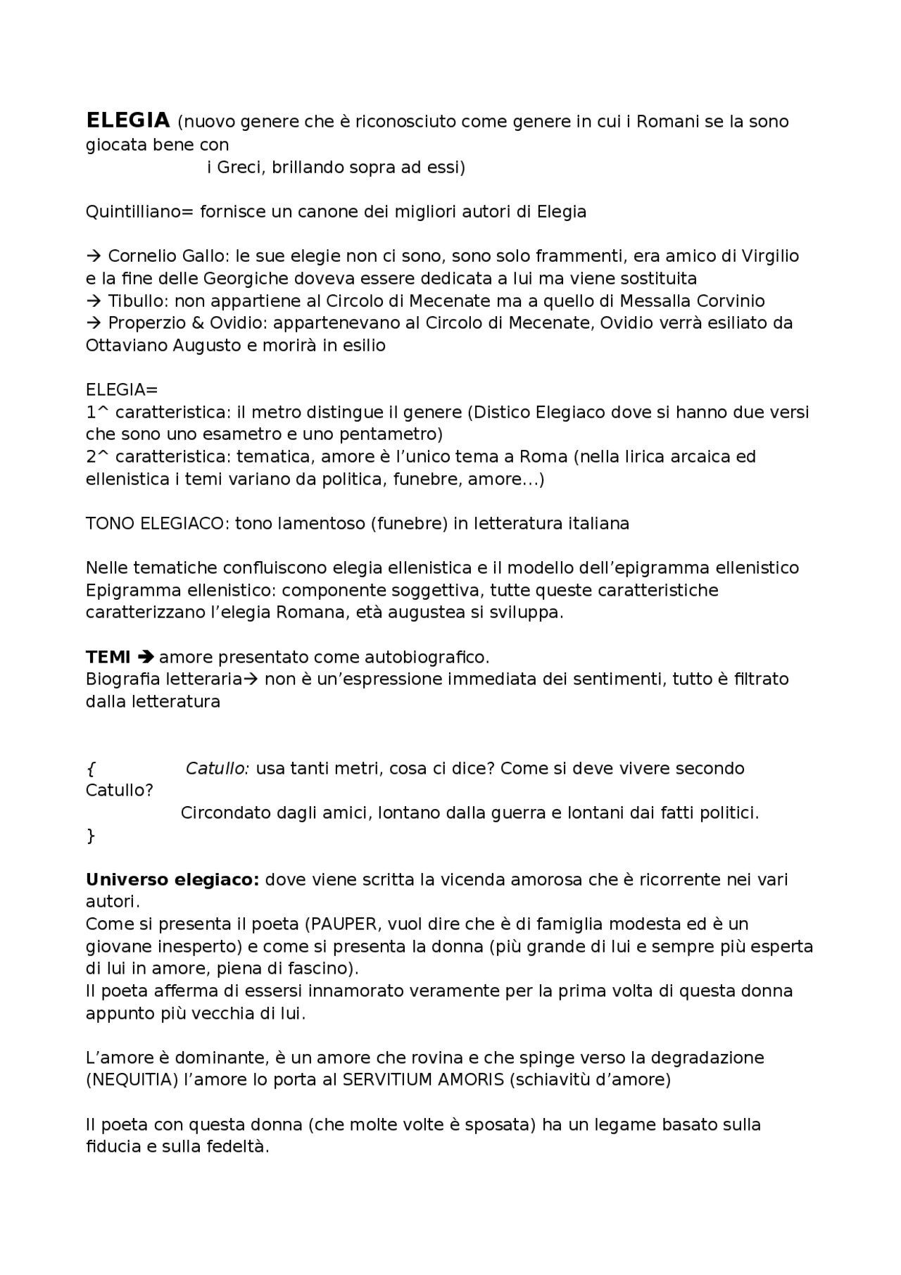 Elegia Temi Di Latino Docsity