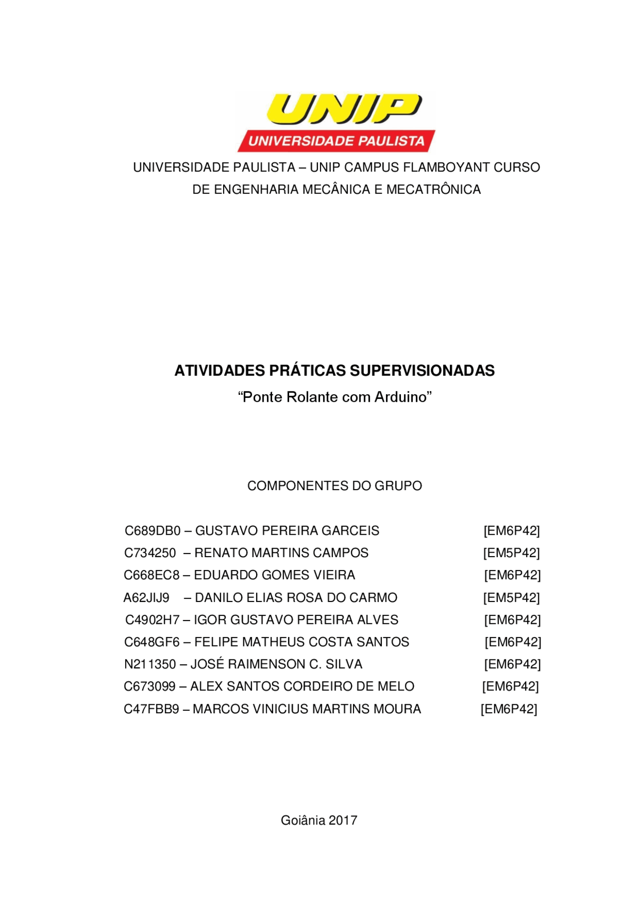 Atividade Pratica Supervisionada- APS UNIP- Ponte Rolante | Manuais, Projetos, Pesquisas ...