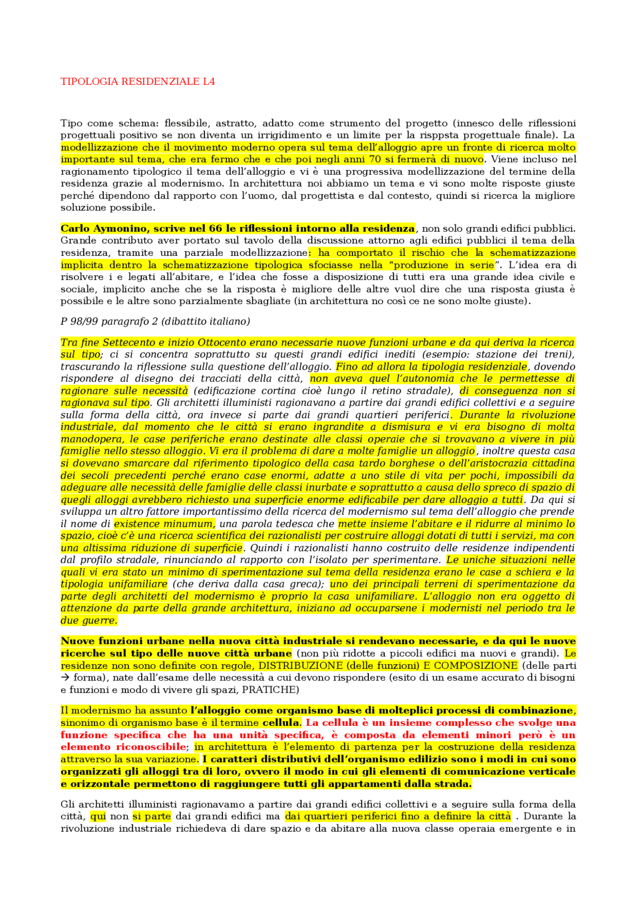Caratteri Tipologici Tipologie Residenziali Appunti Di Architettura