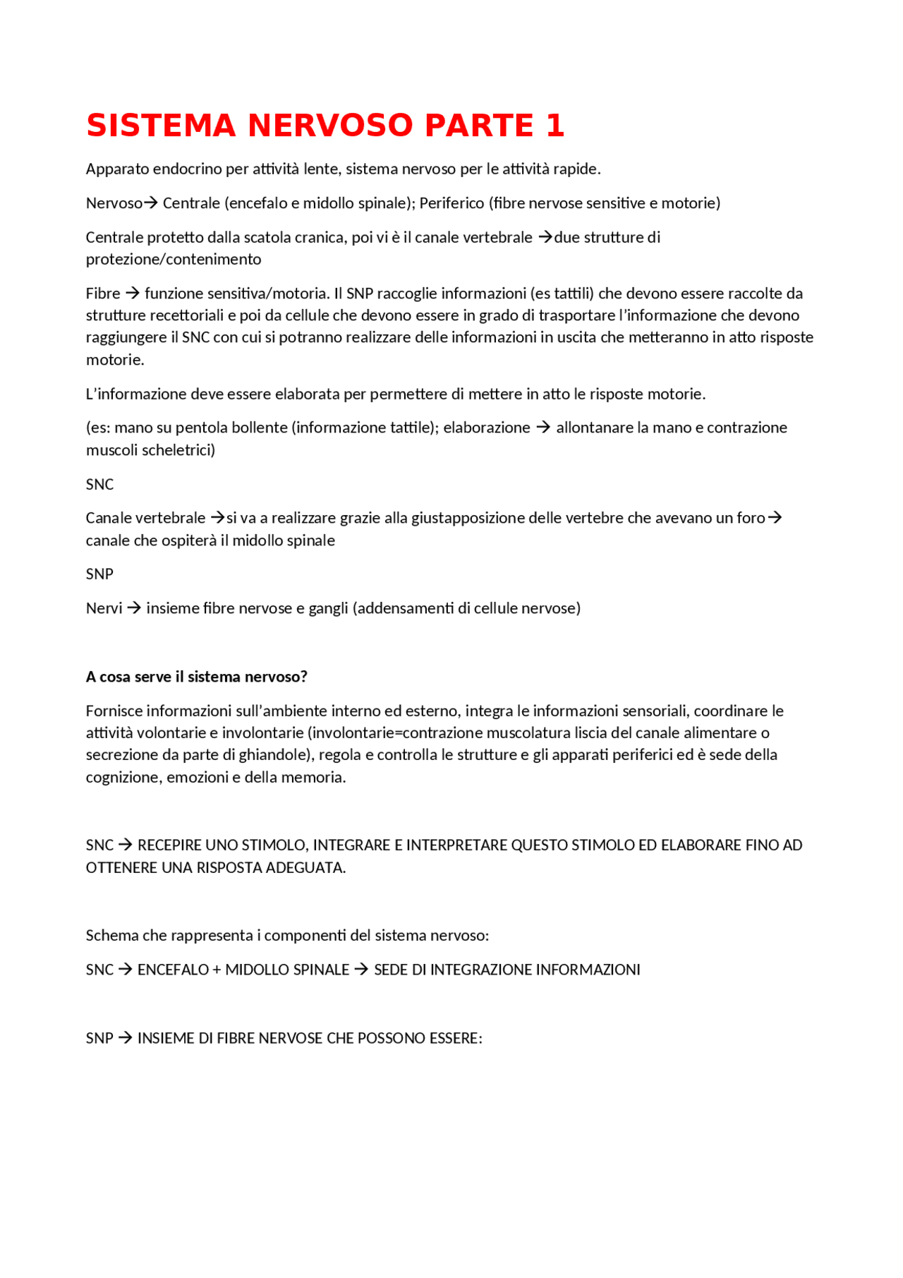 Appunti Sistema Nervoso Docsity