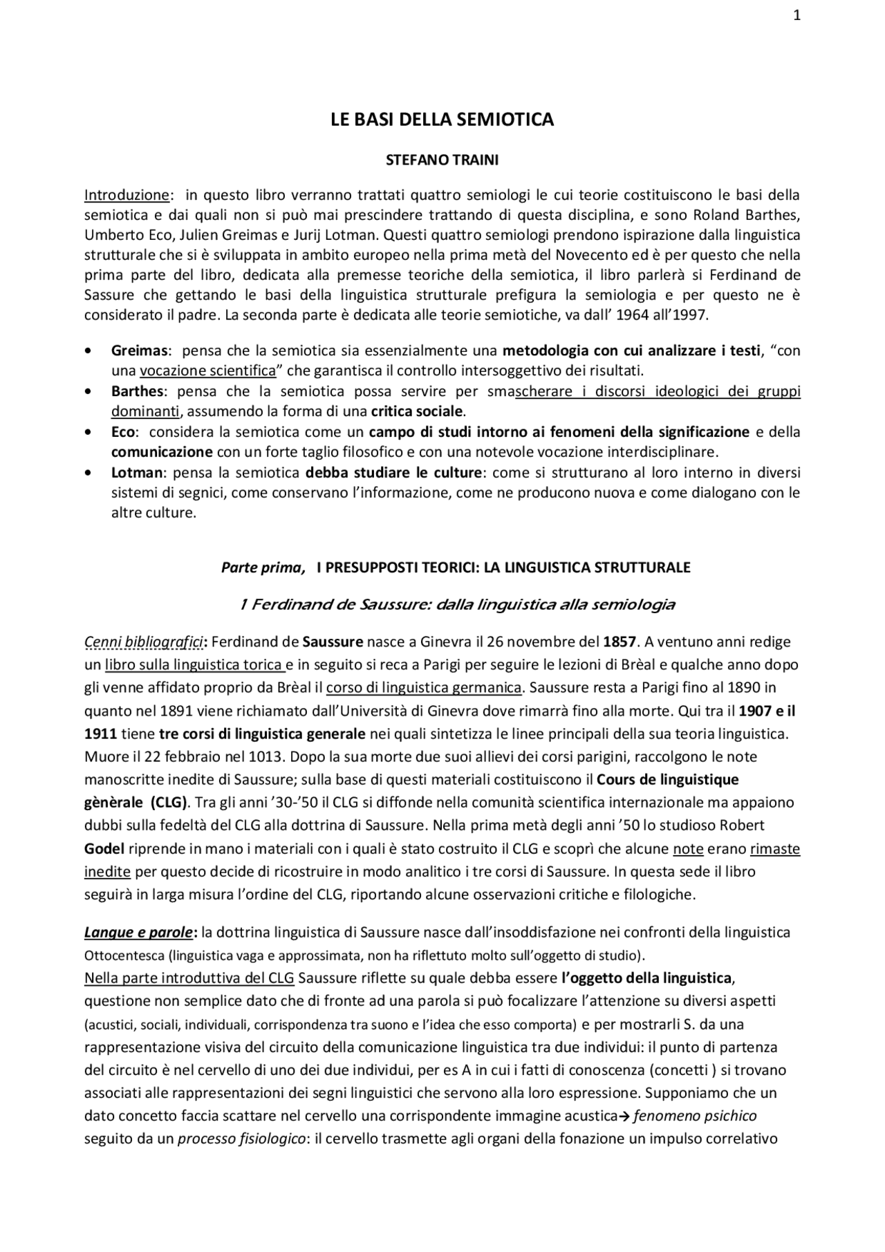 Le Basi Della Semiotica Stefano Traini Docsity