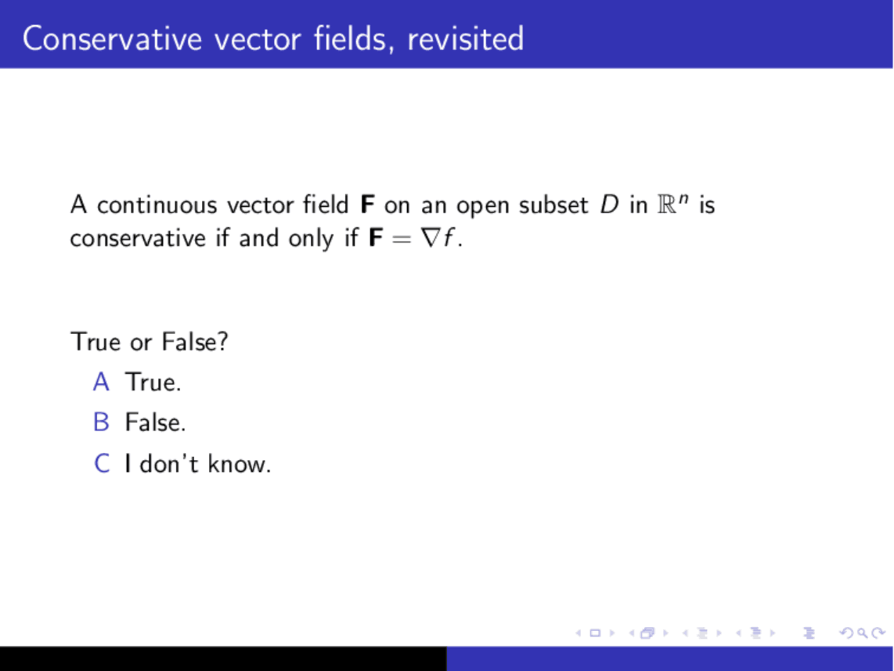 Conservative vector fields, revisited - Slides - Docsity