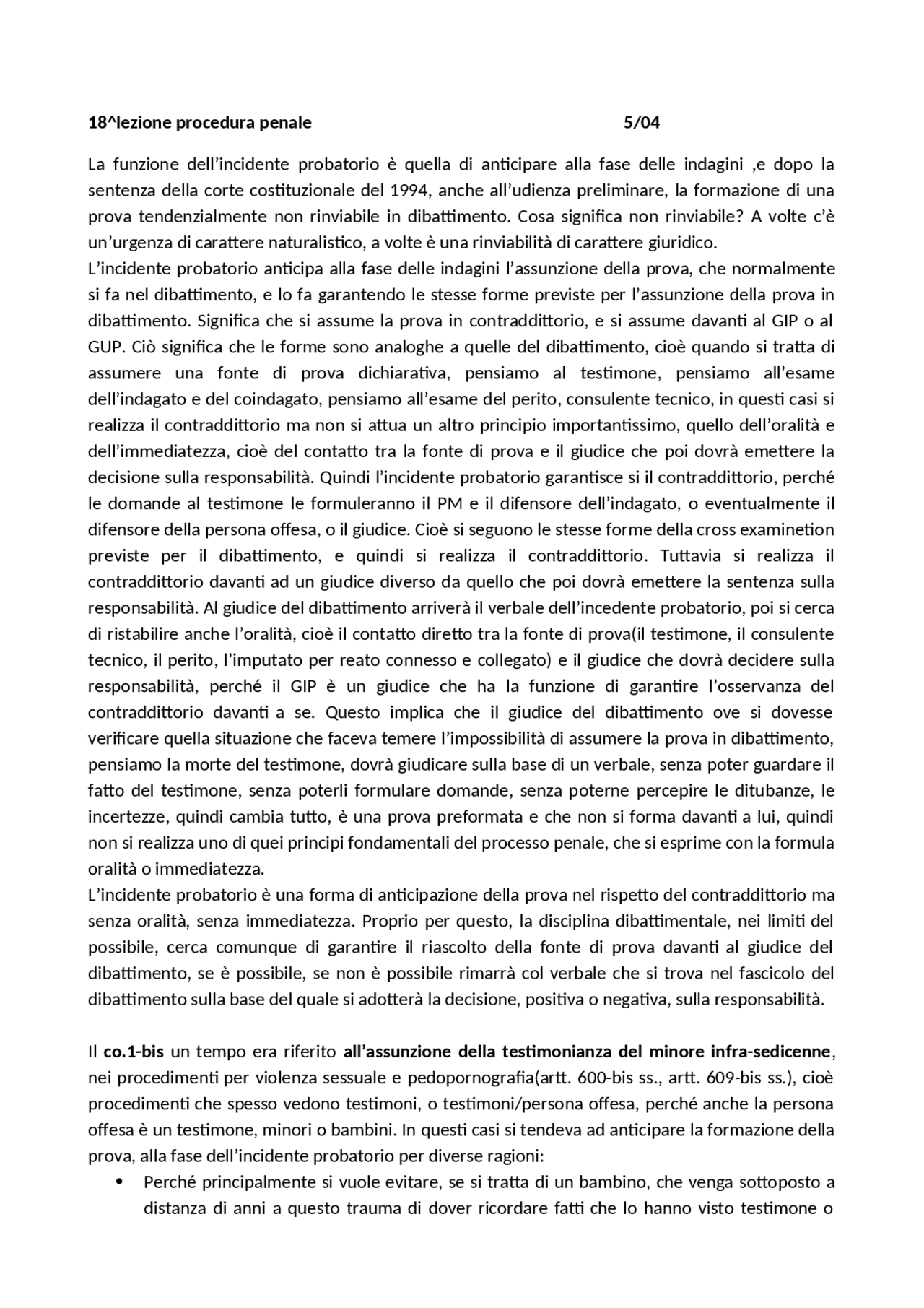 18esima lezione della seconda parte di procedura penale | Appunti di Diritto Processuale Penale ...