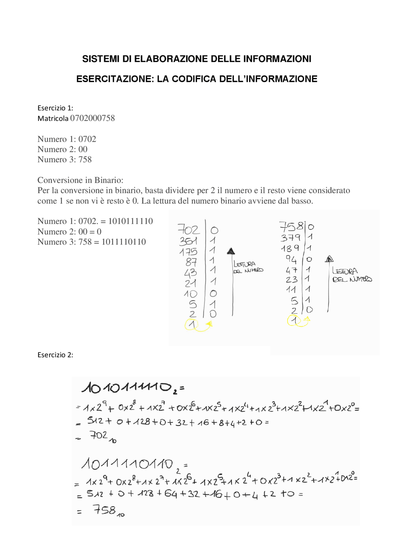 Elaborato Pegaso La Codifica dell'informazione corretto - Docsity