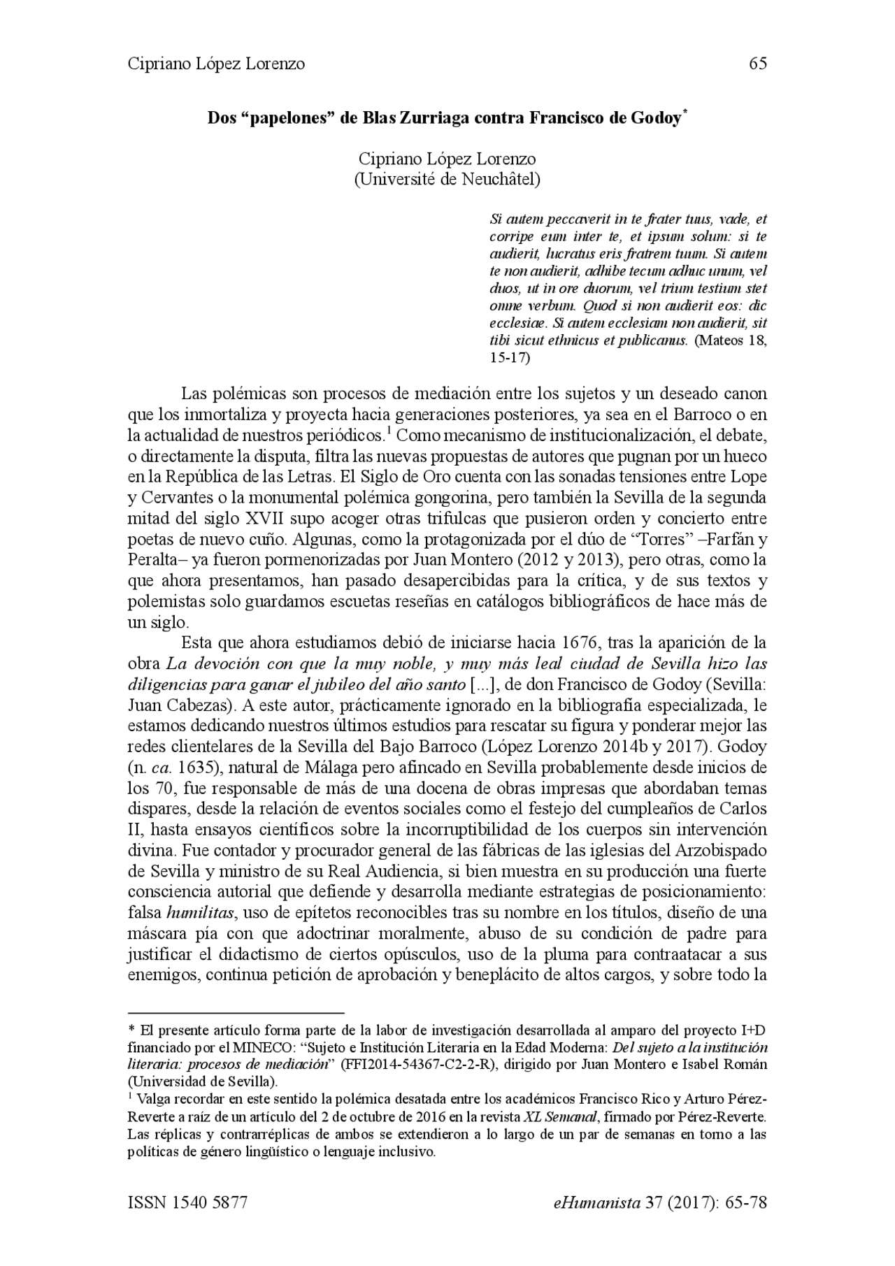 Artículo Francisco Godoy - Docsity