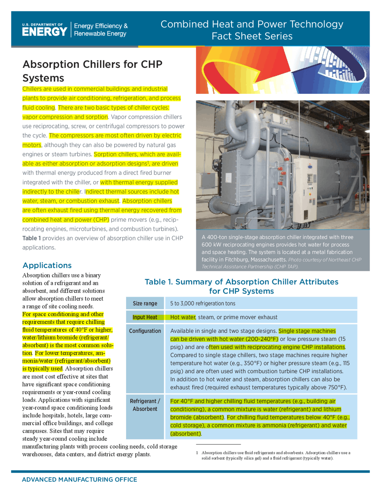 Absorption Chillers for CHP Systems - Docsity